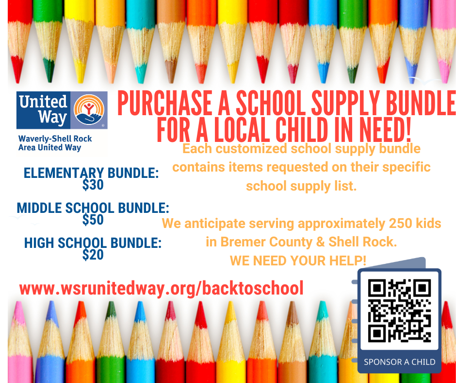 School Supplies | W-SR United Way | Bremer County