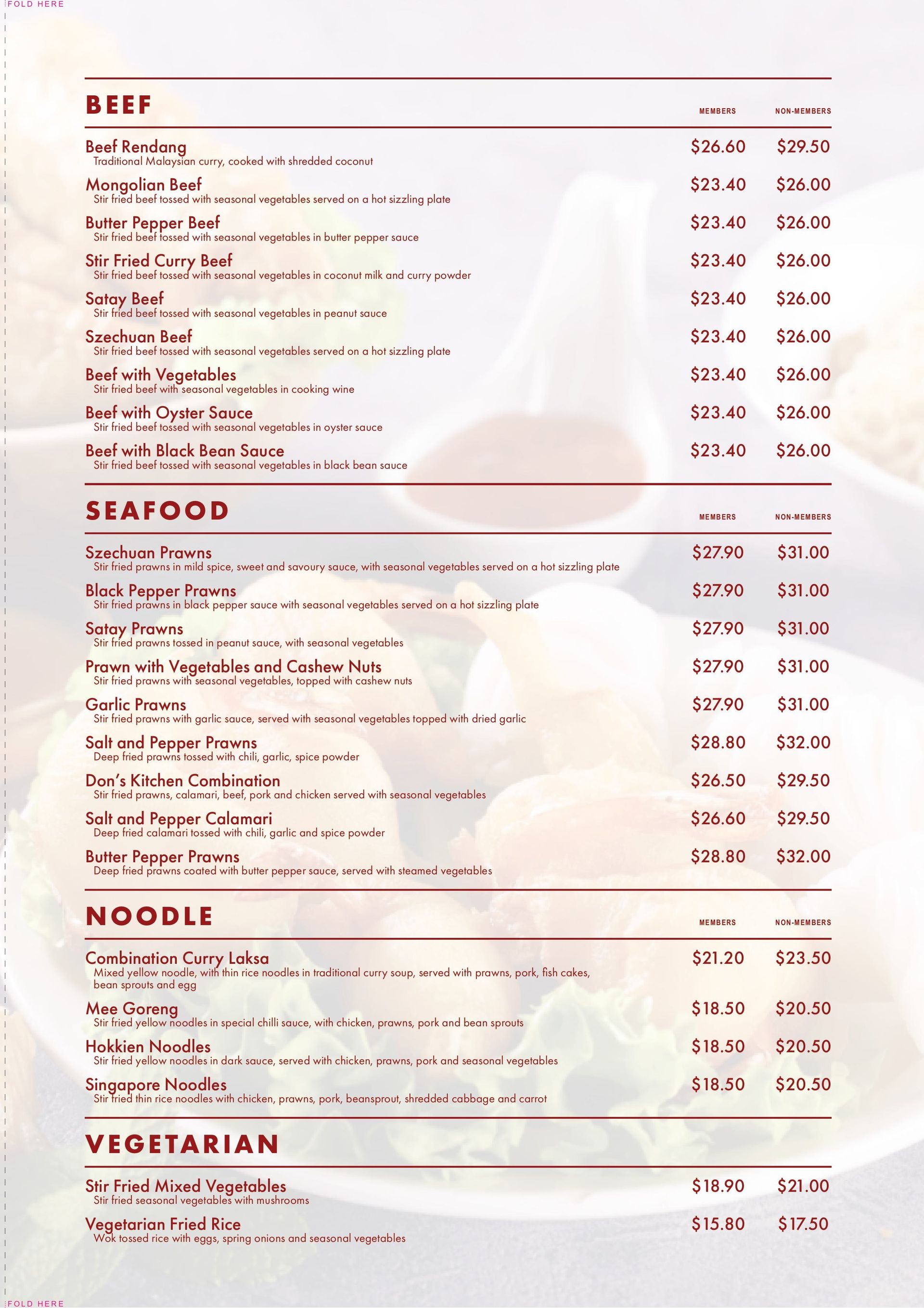 Bistro Menu | Midlands Ballarat RSL