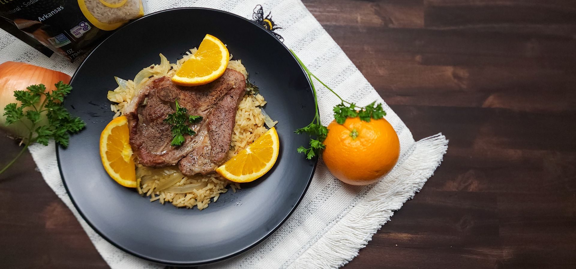 Skillet Orange Porkchop & Basmati Rice
