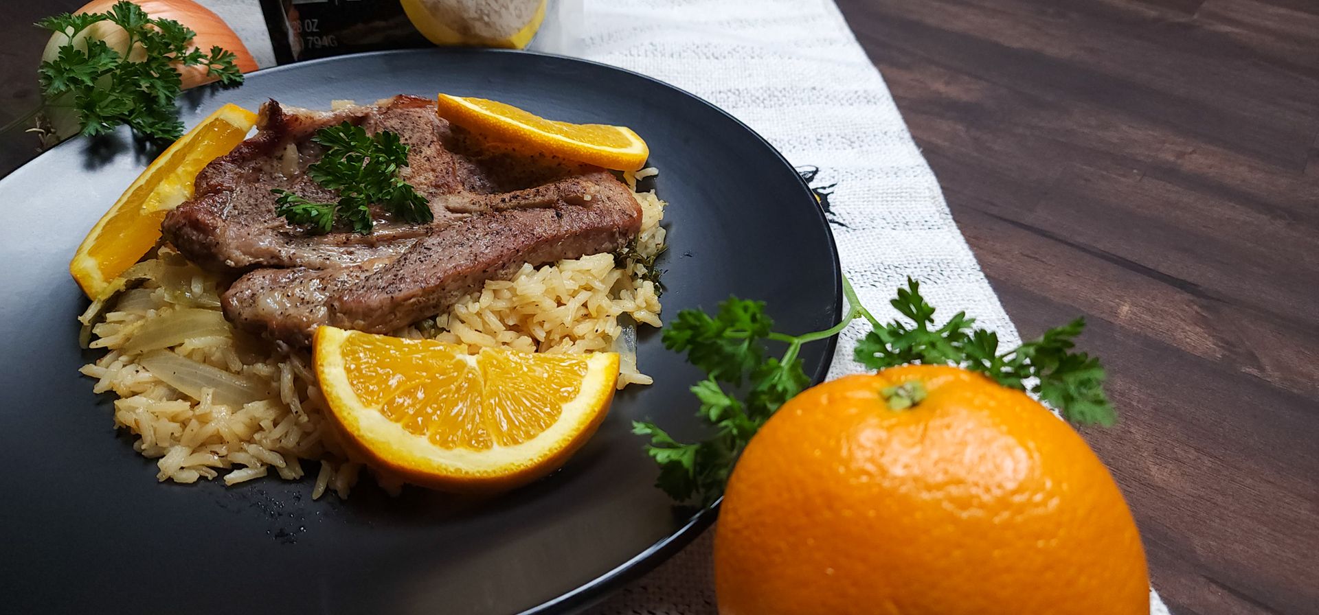 Skillet Orange Porkchop & Basmati Rice