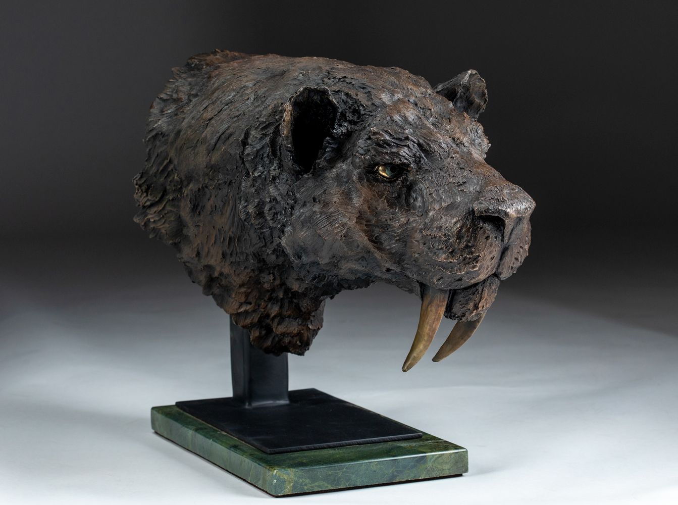 Smilodon fatalis Sabertooth Tiger Sculpture in Bronze