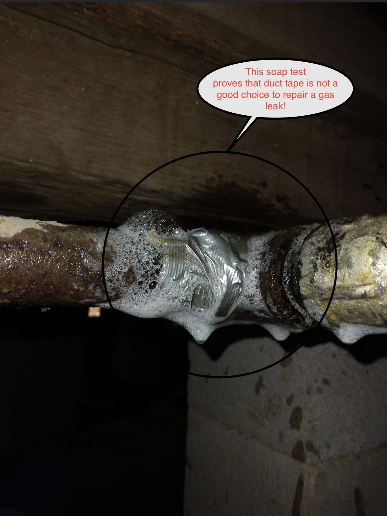 Duct tape is not always the correct choice! American Plumbing, LMP #556