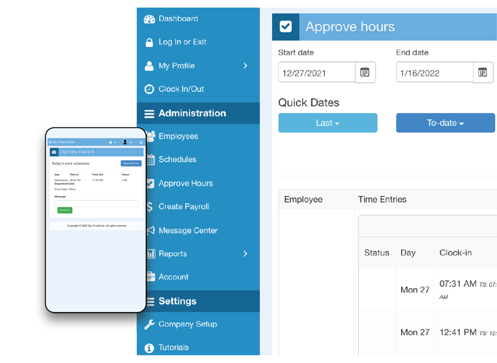 Ziptime Clock – Cloud Based Time And Attendance For Small Businesses