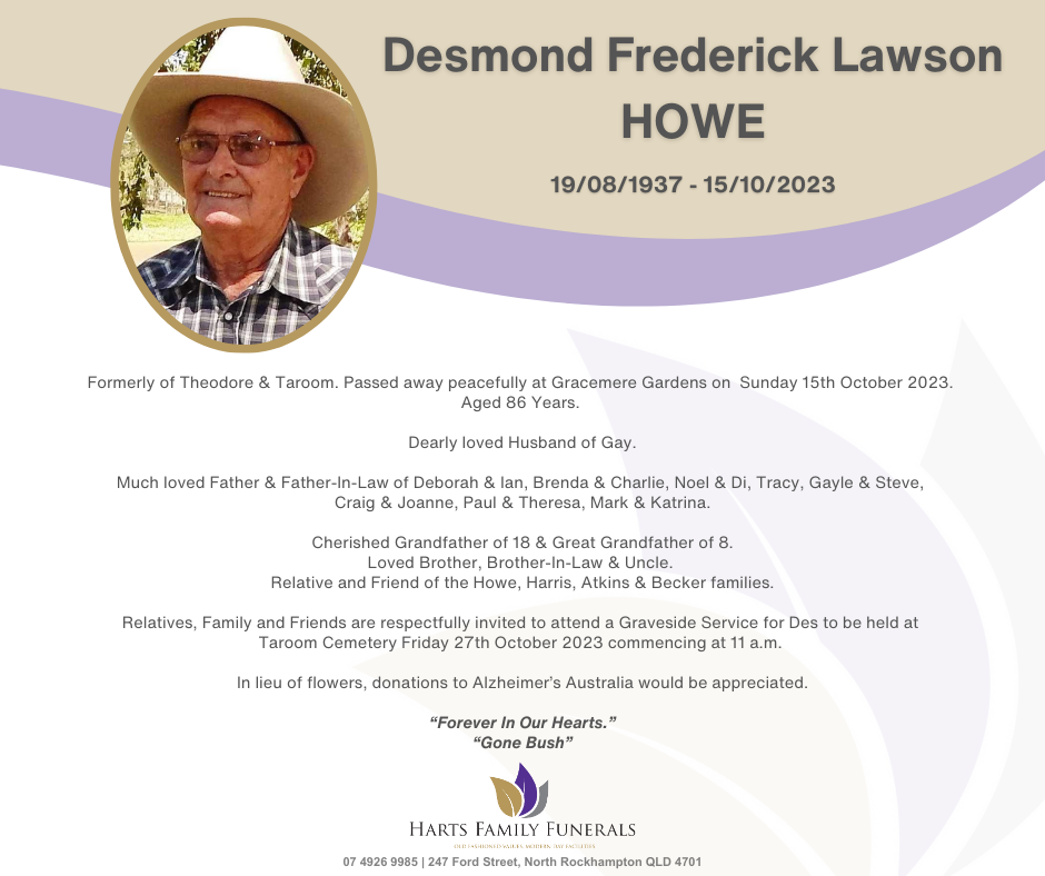 HOWE, Desmond Frederick Lawson