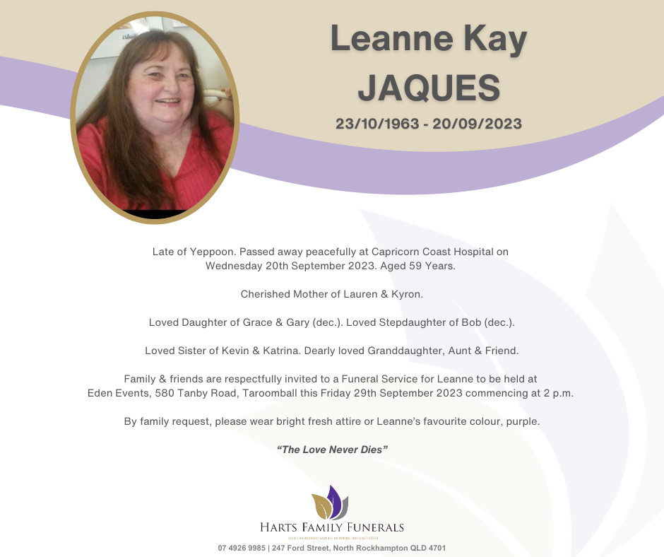 JAQUES, Leanne Kay
