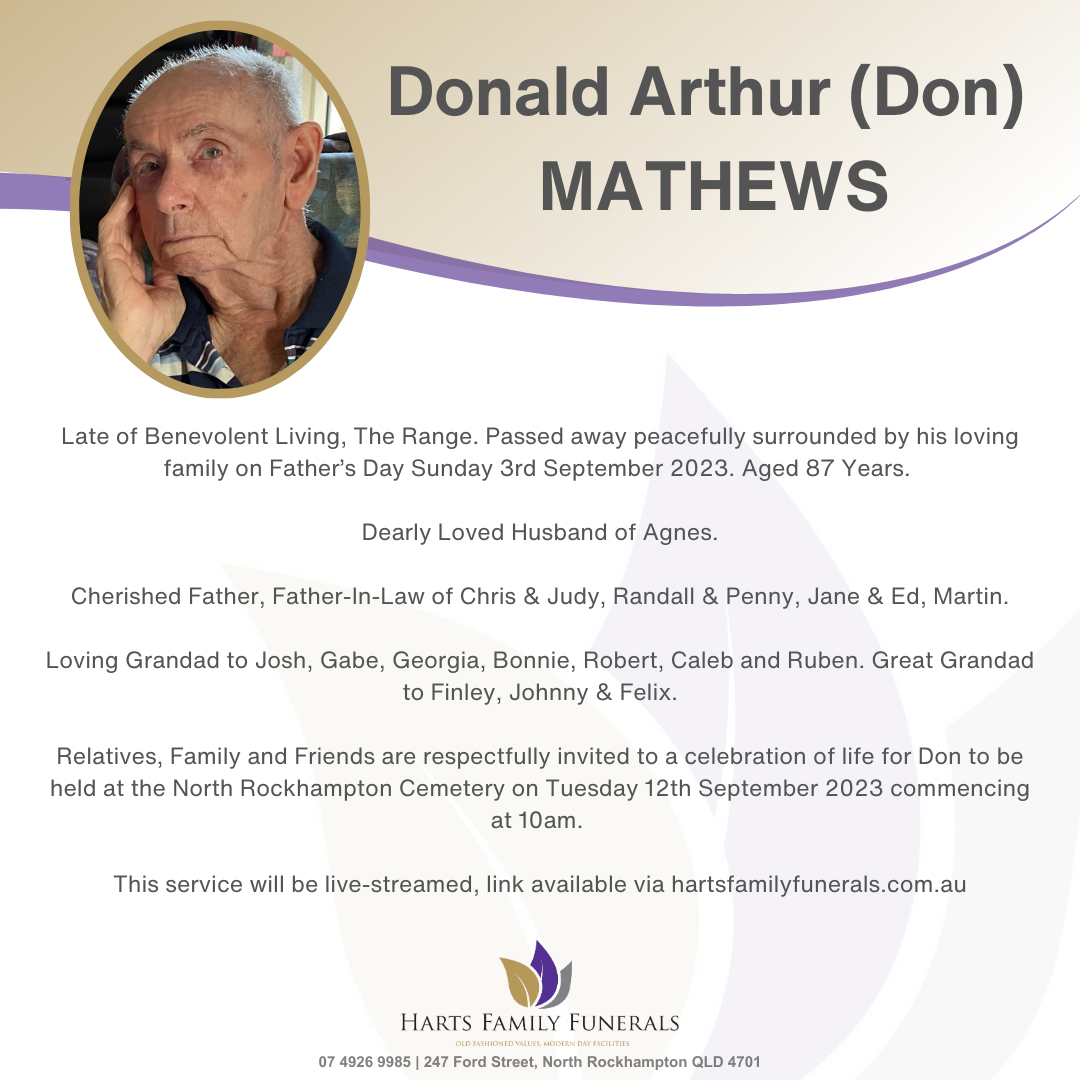MATHEWS, Donald Arthur (Don)