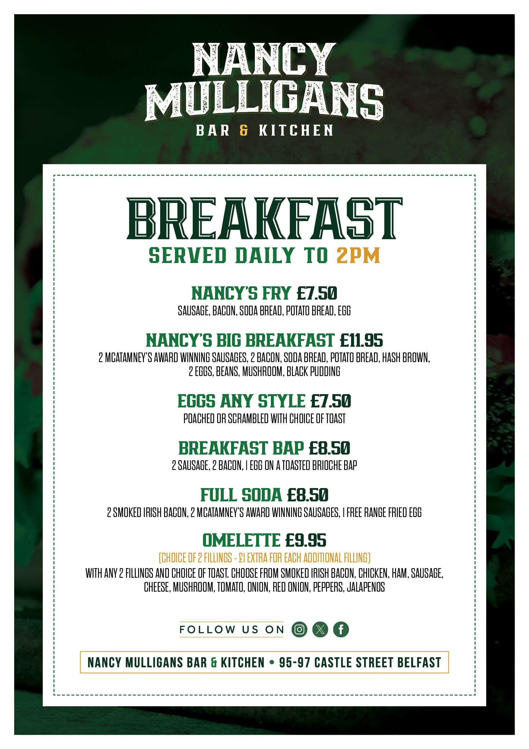 Nancys Kitchen Menus