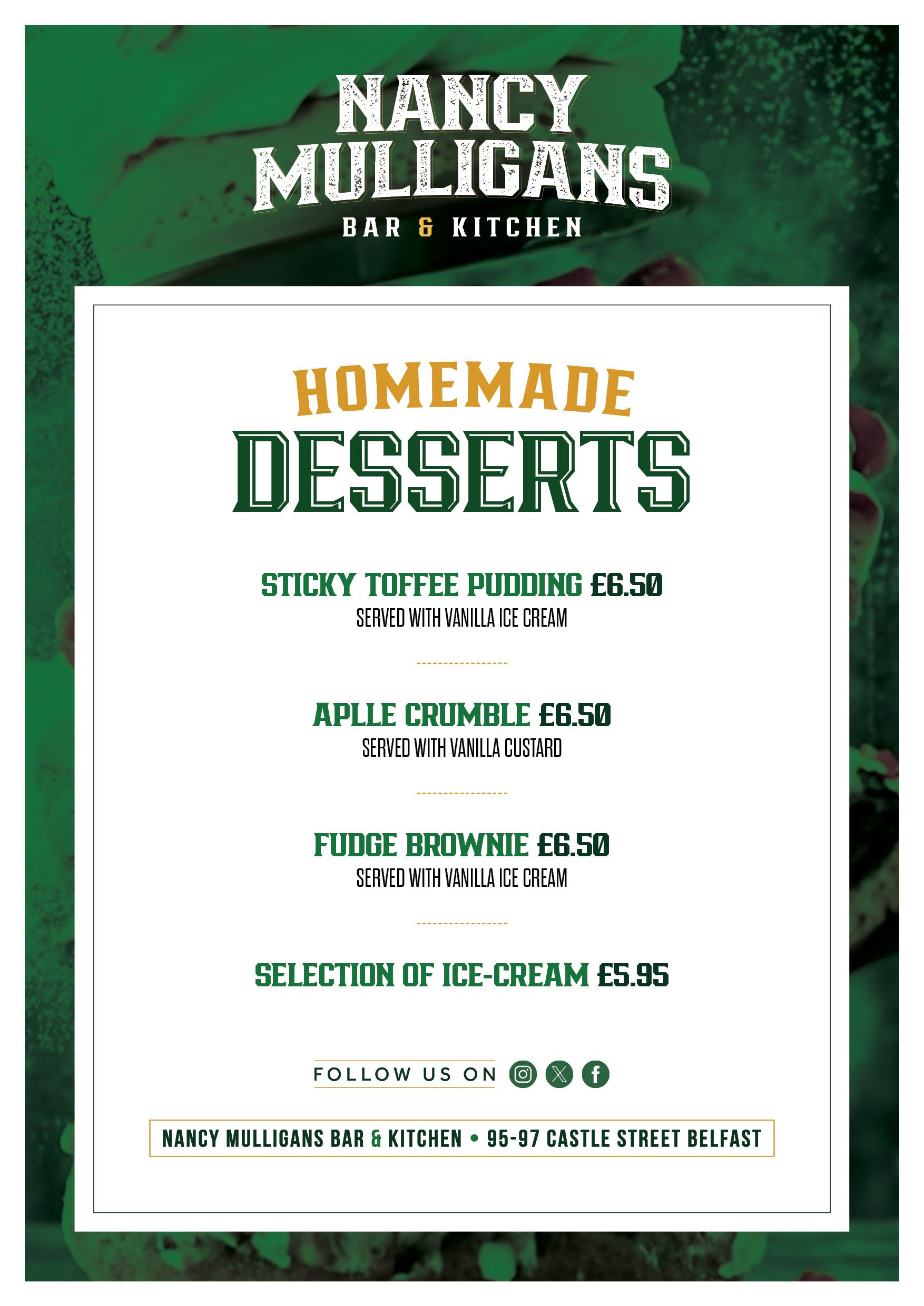 Nancys Kitchen Menus