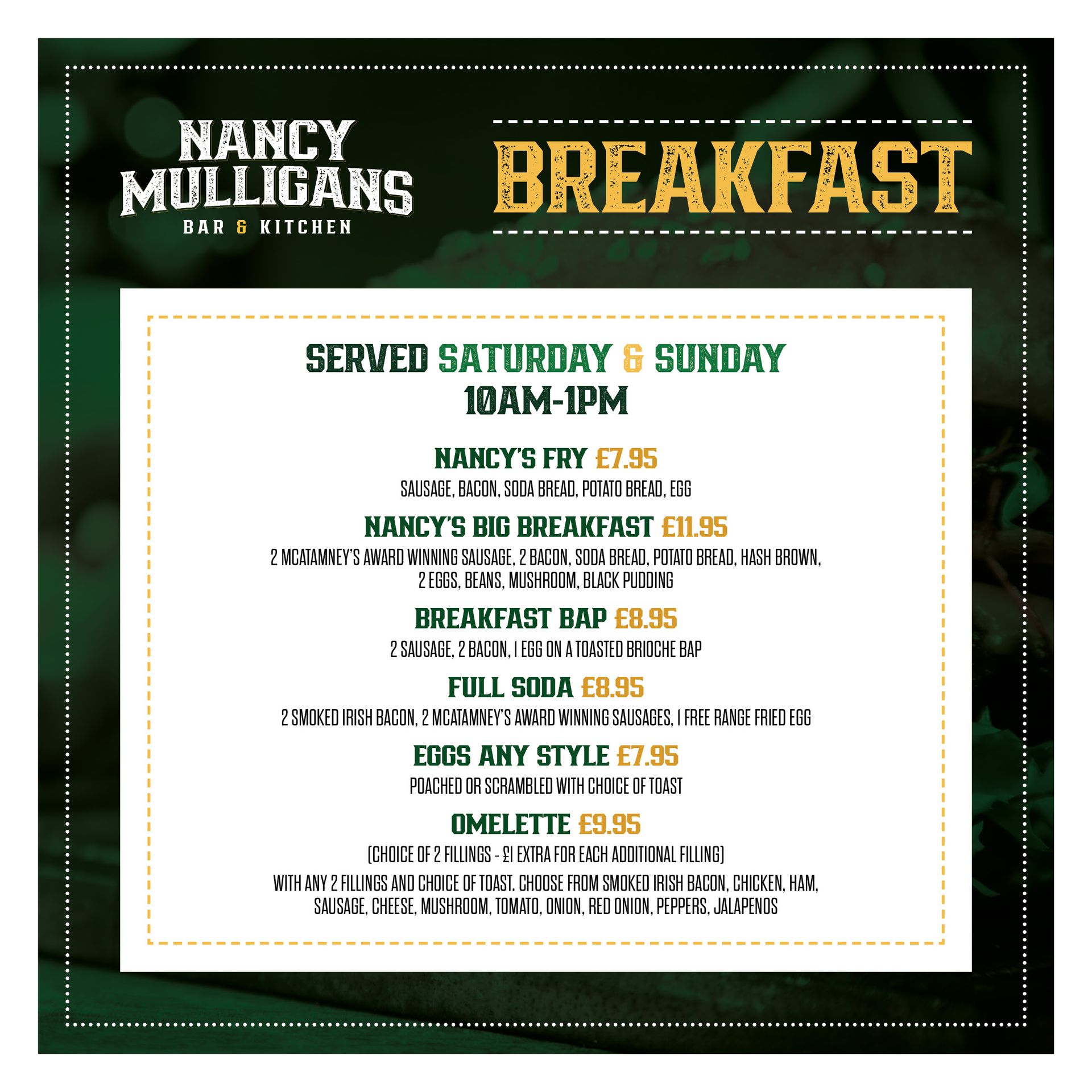 Nancys Kitchen Menus