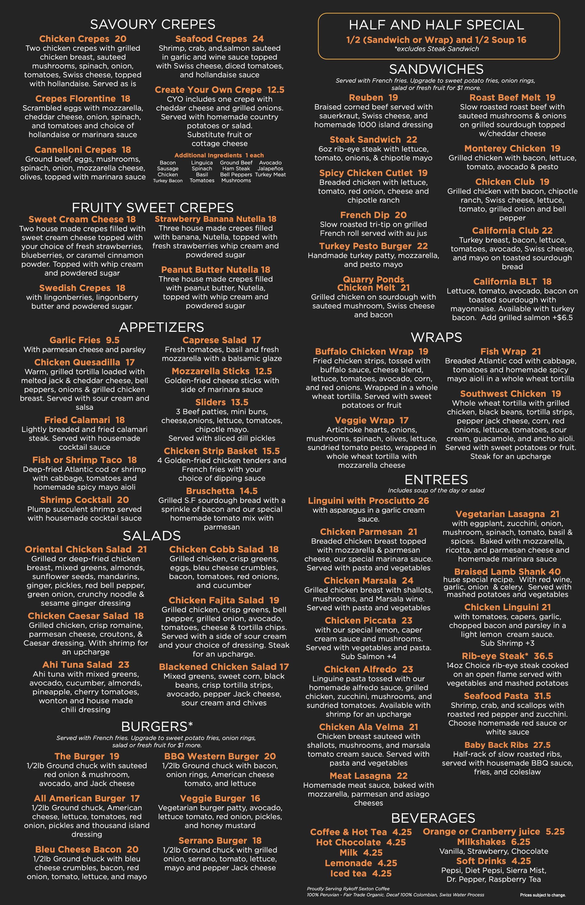 Oak Leaf Cafe Menu