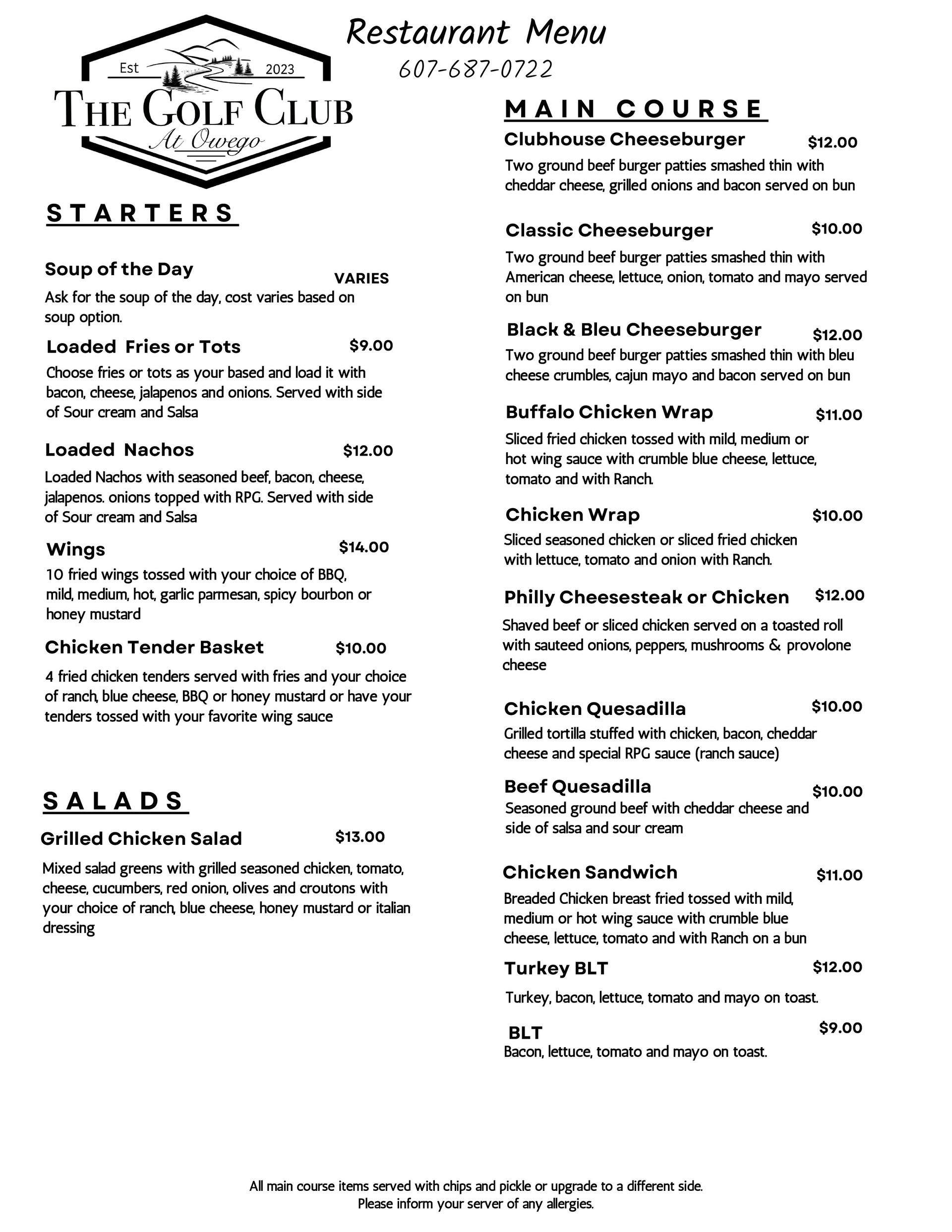 Clubhouse Restaurant, Custom Catering Services | The Golf Club at Owego ...