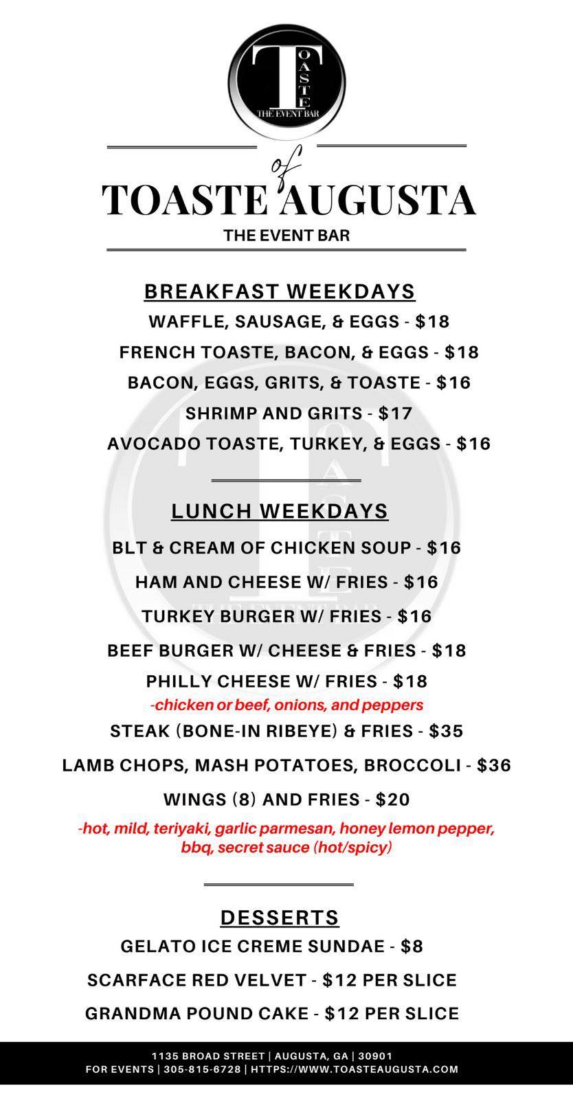 Brunch and Dinner Restaurant Downtown Augusta | Augusta, GA | Toaste