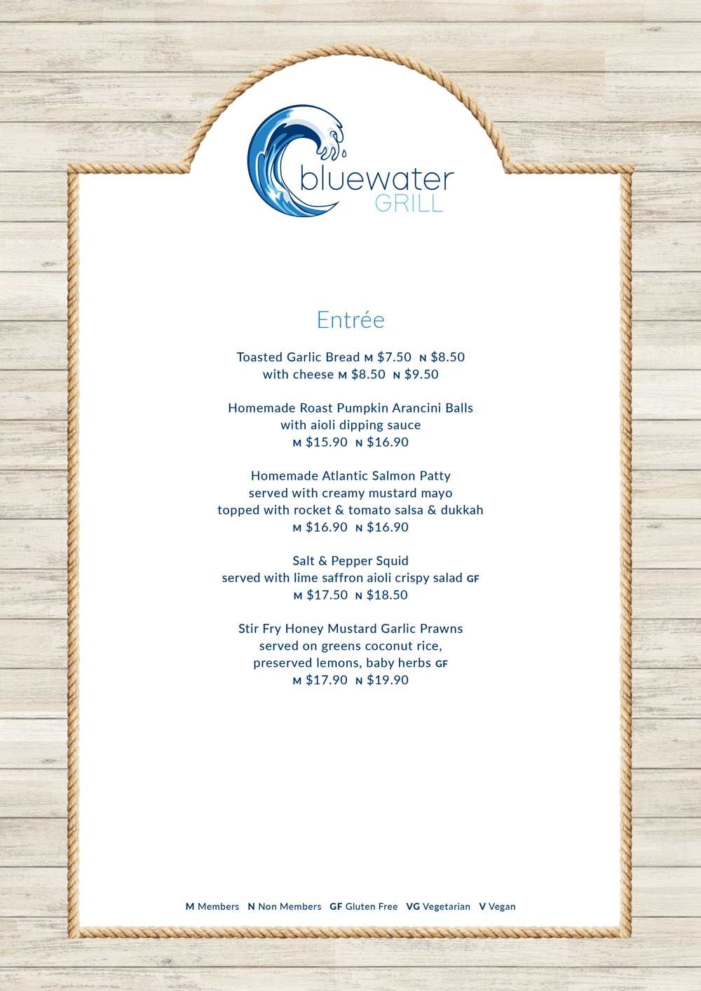 Our Menu | Bluewater Grill