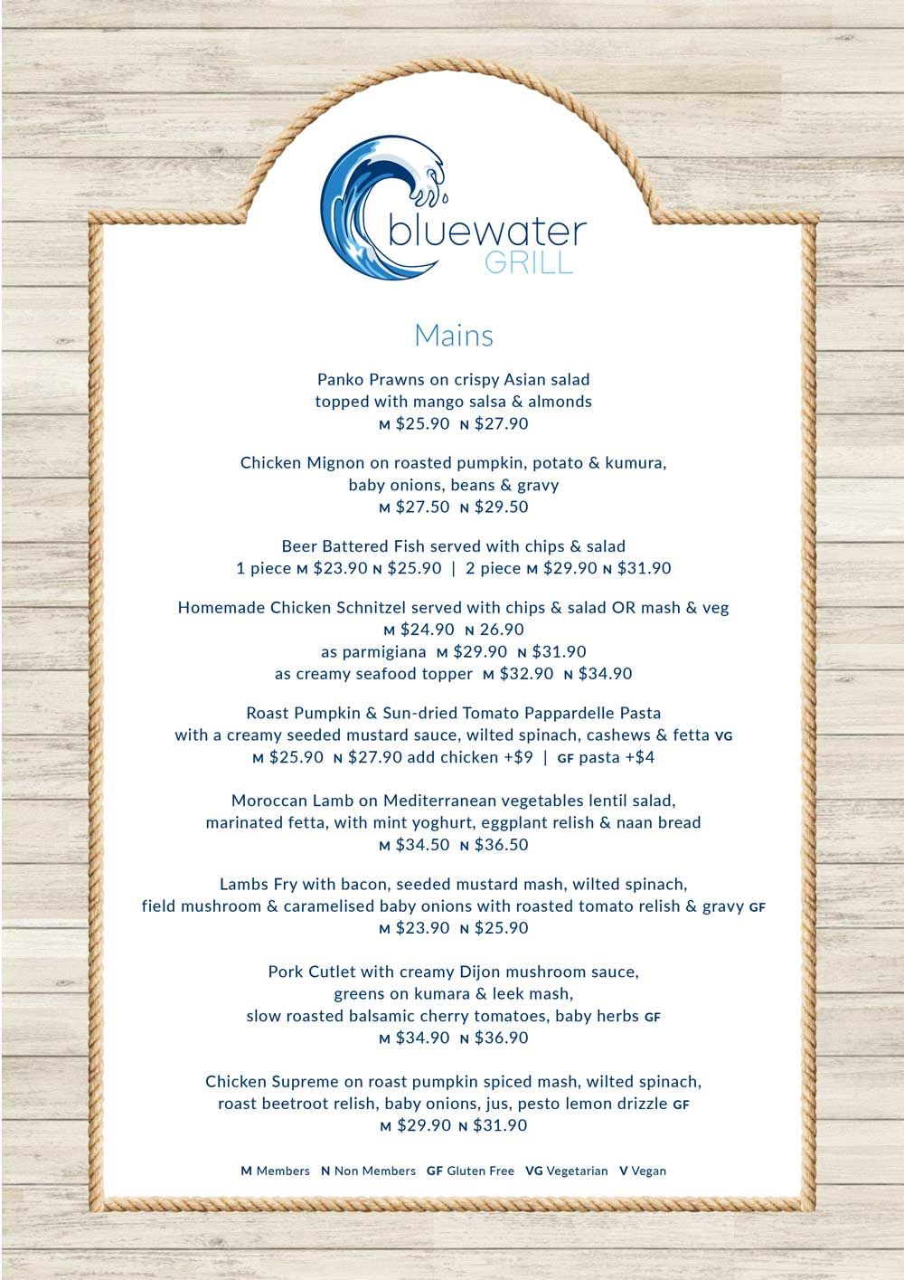 Our Menu | Bluewater Grill