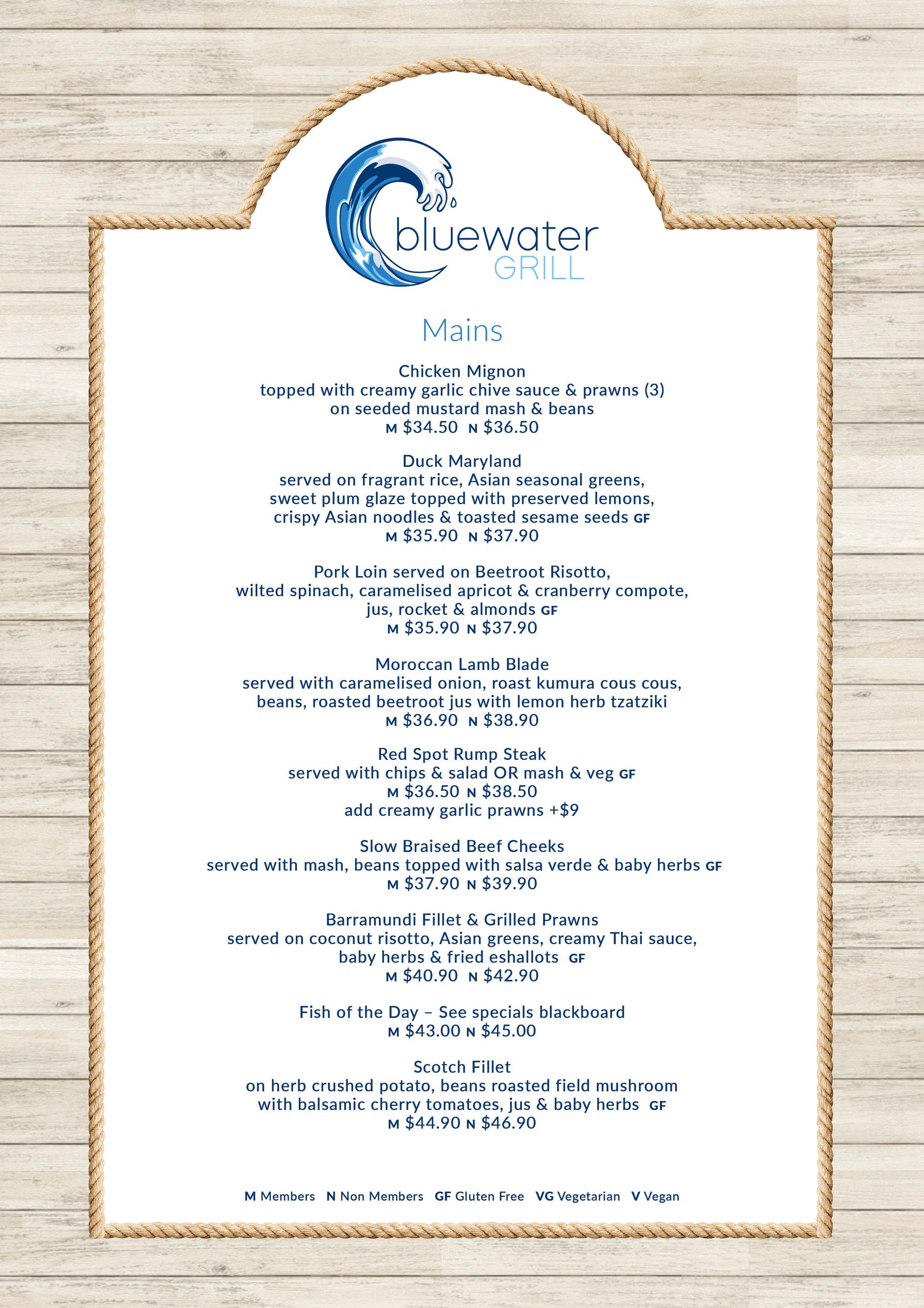Our Menu | Bluewater Grill