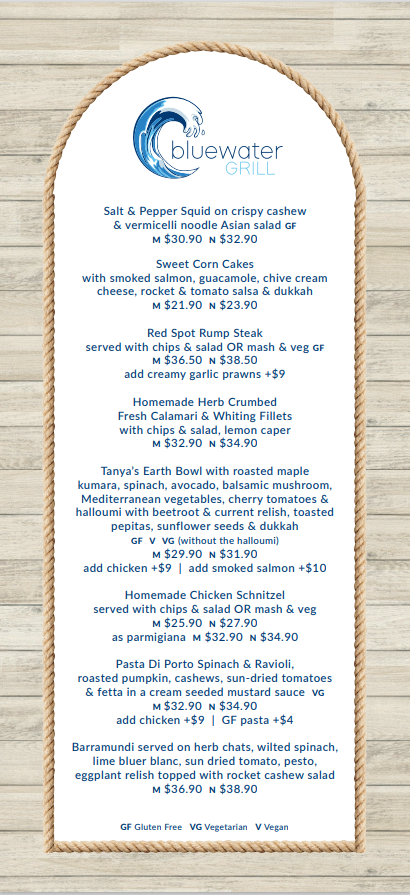 Our Menu | Bluewater Grill