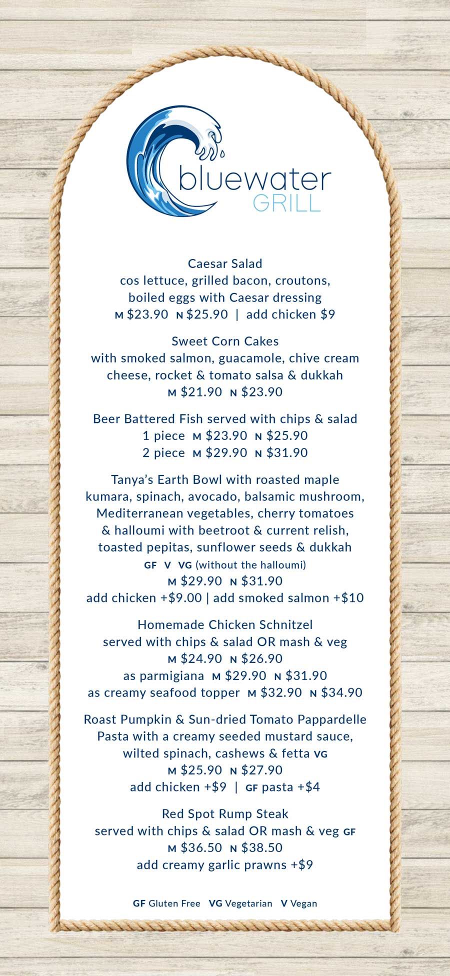 Our Menu | Bluewater Grill