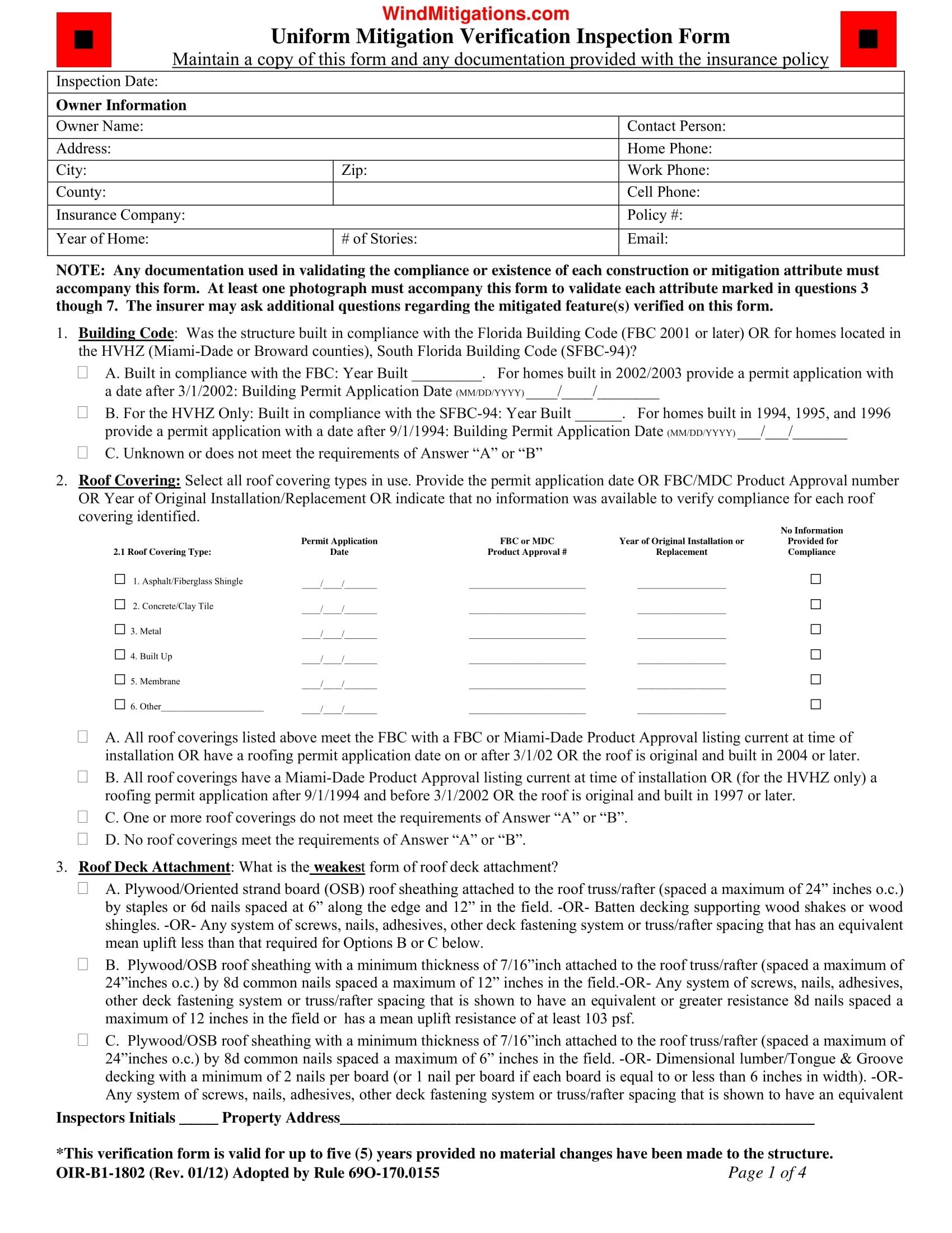 Wind Mitigation Inspection Cape Coral - Fort Myers