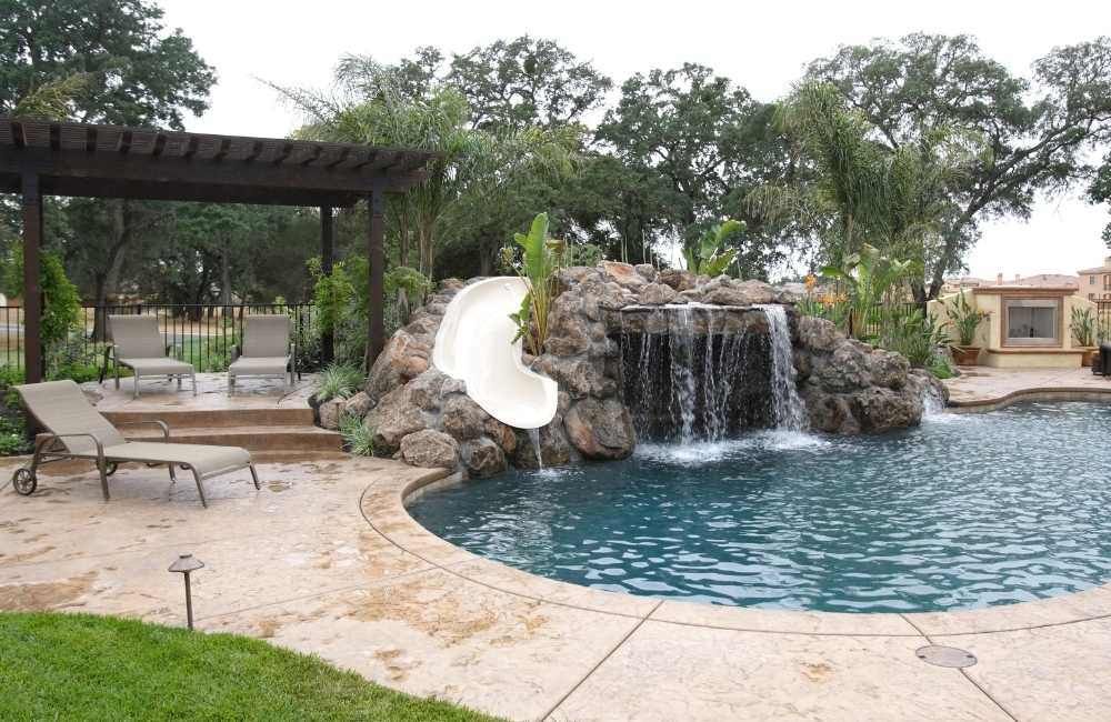 backyard rock pool slides
