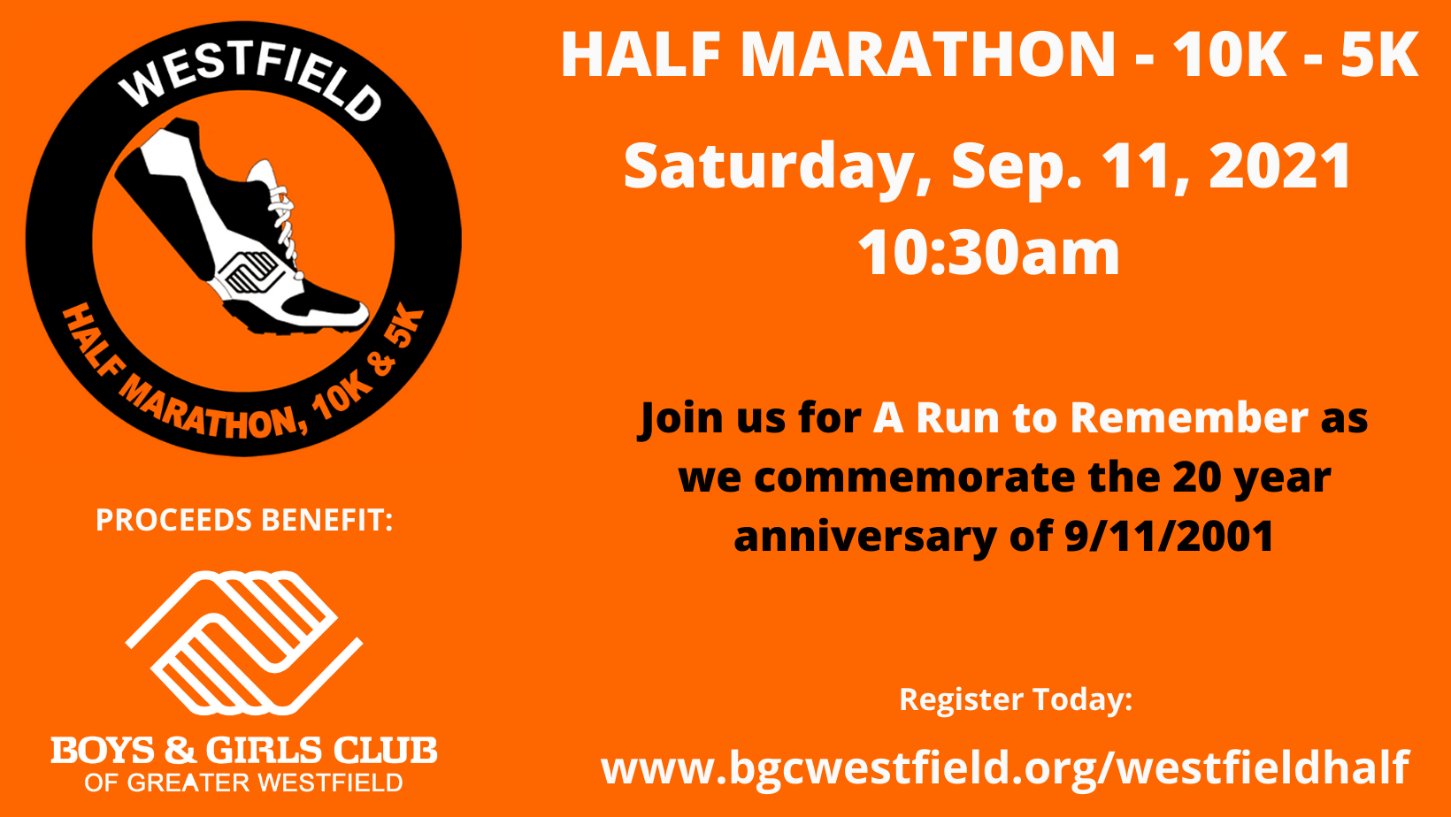 Register for the 2021 Westfield Half Marathon/10k/5k!