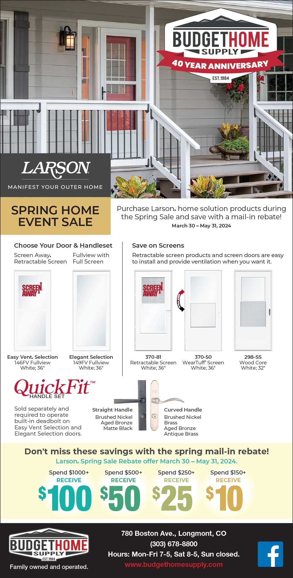 Larson Spring Home Event Sale at Budget Home Supply in Longmont