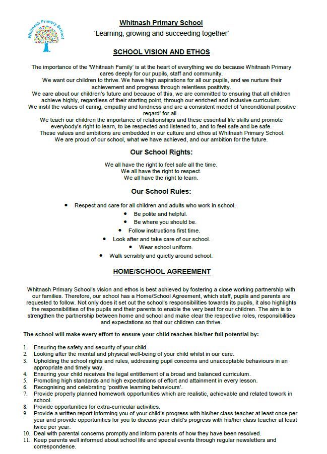 Whitnash Primary School - Home/School Agreement