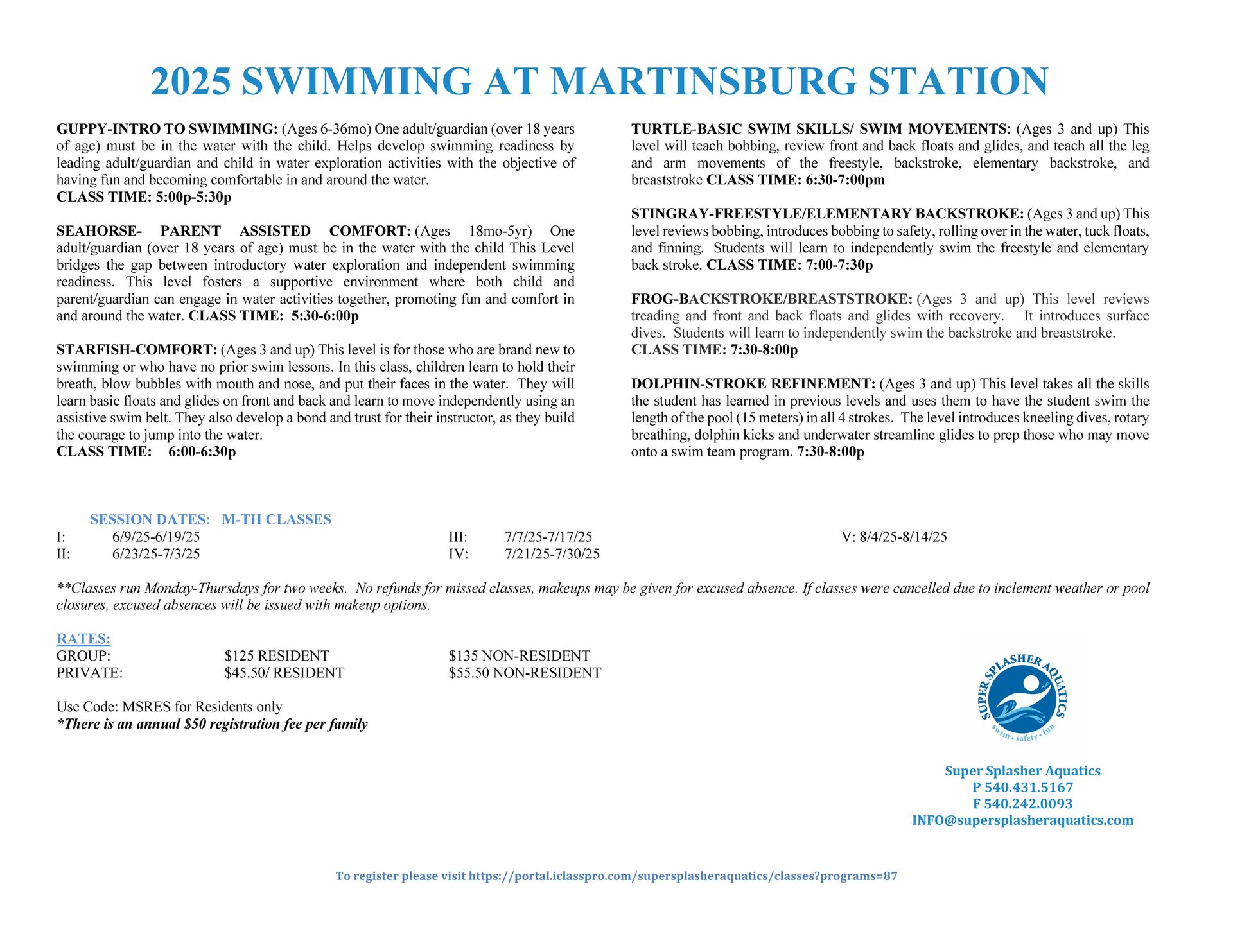 Swim Classes | Super Splasher Aquatics | Winchester, VA