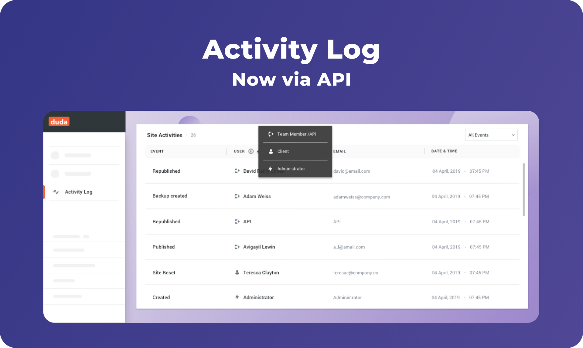 Activity Log - Now via API