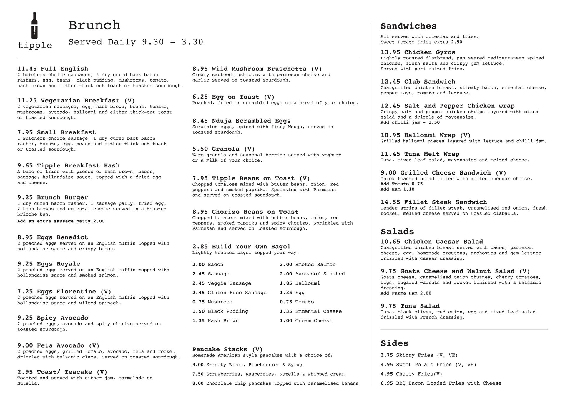 menu | tipple | bar & eatery | ainsdale