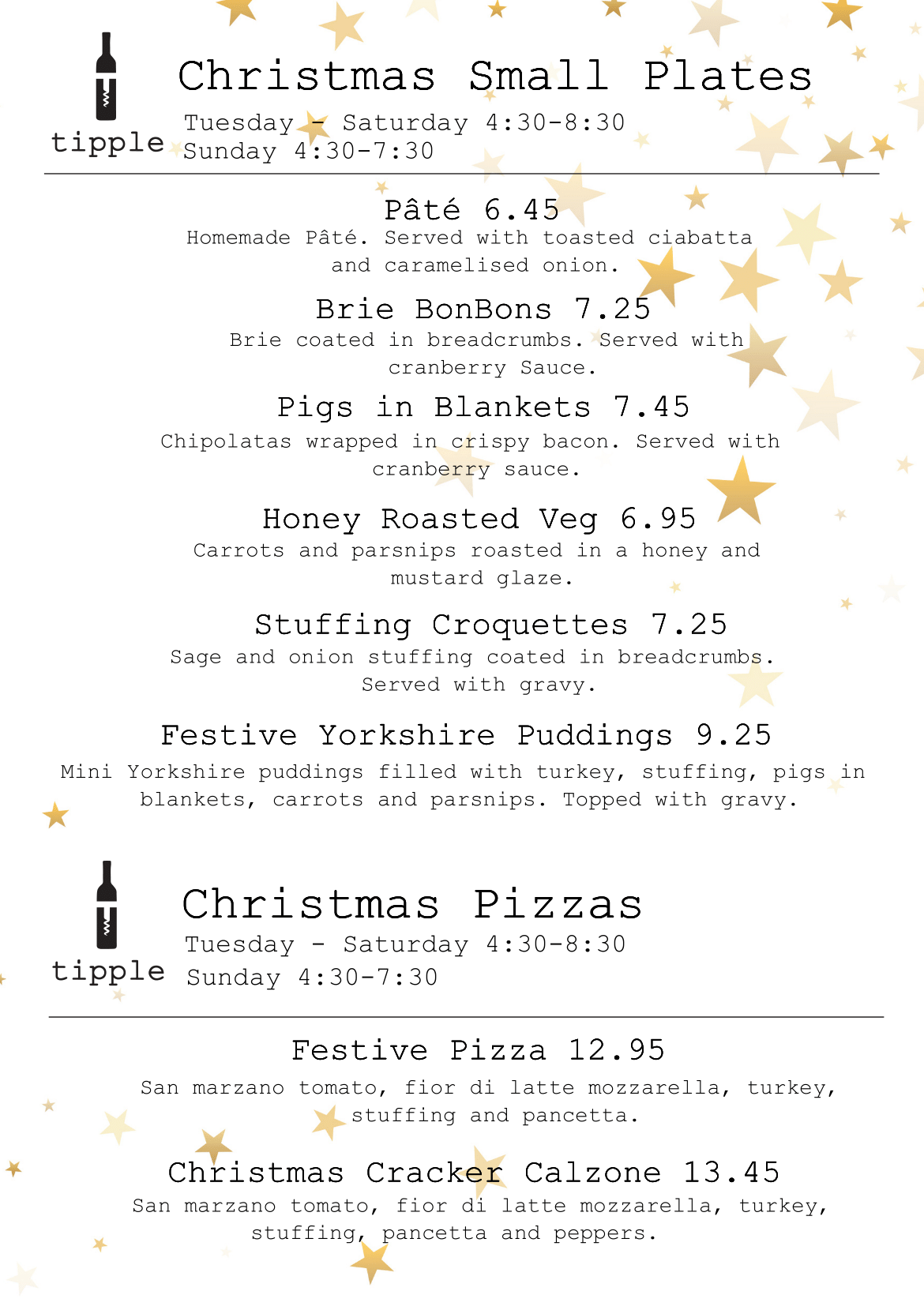 menu | tipple | bar & eatery | ainsdale