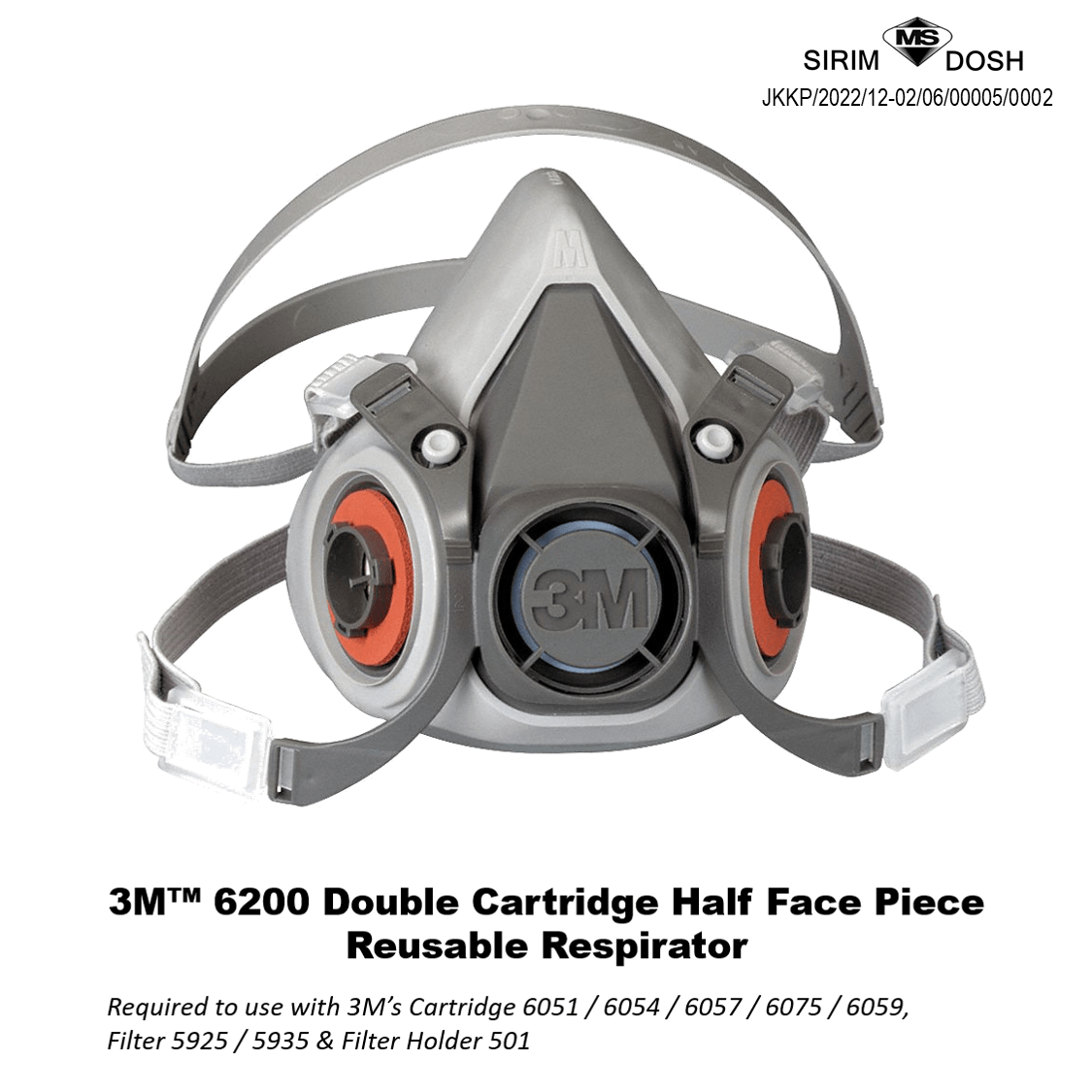 3M™ 6200 Double Cartridge Half Face Piece Reusable Respirator