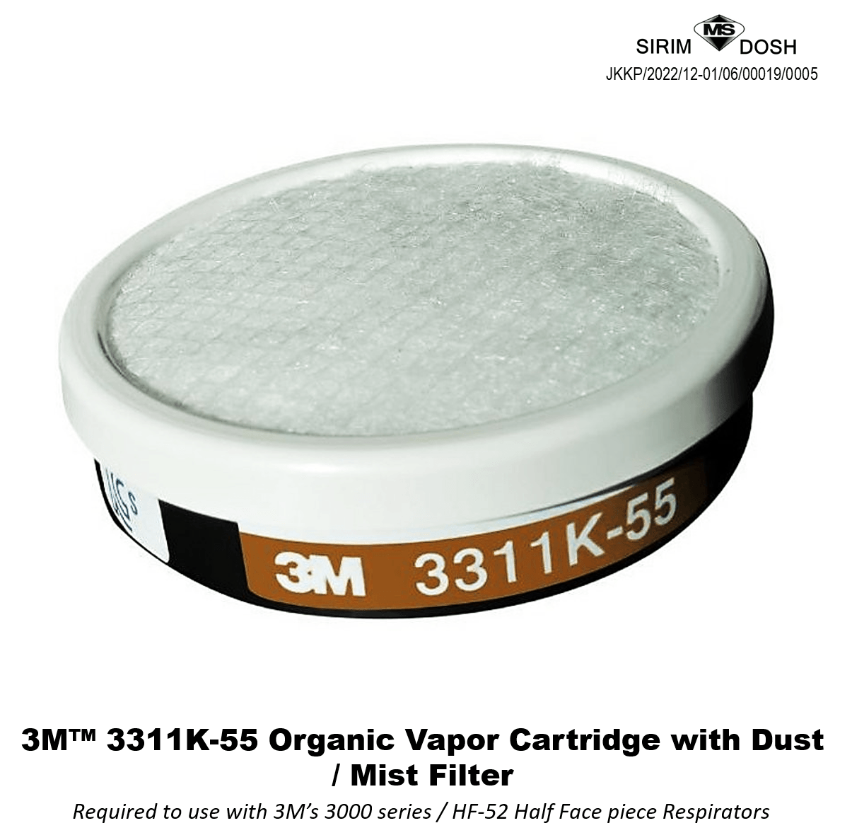 Respirator 3M™ 3311K-55 OV Cartridge with Dust / Mist Filter
