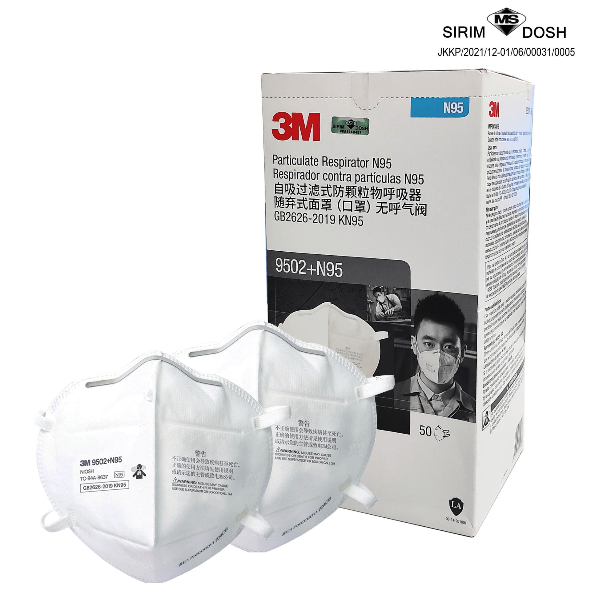 Respirator 3M™ 9502+ Particulate Respirators (N95)