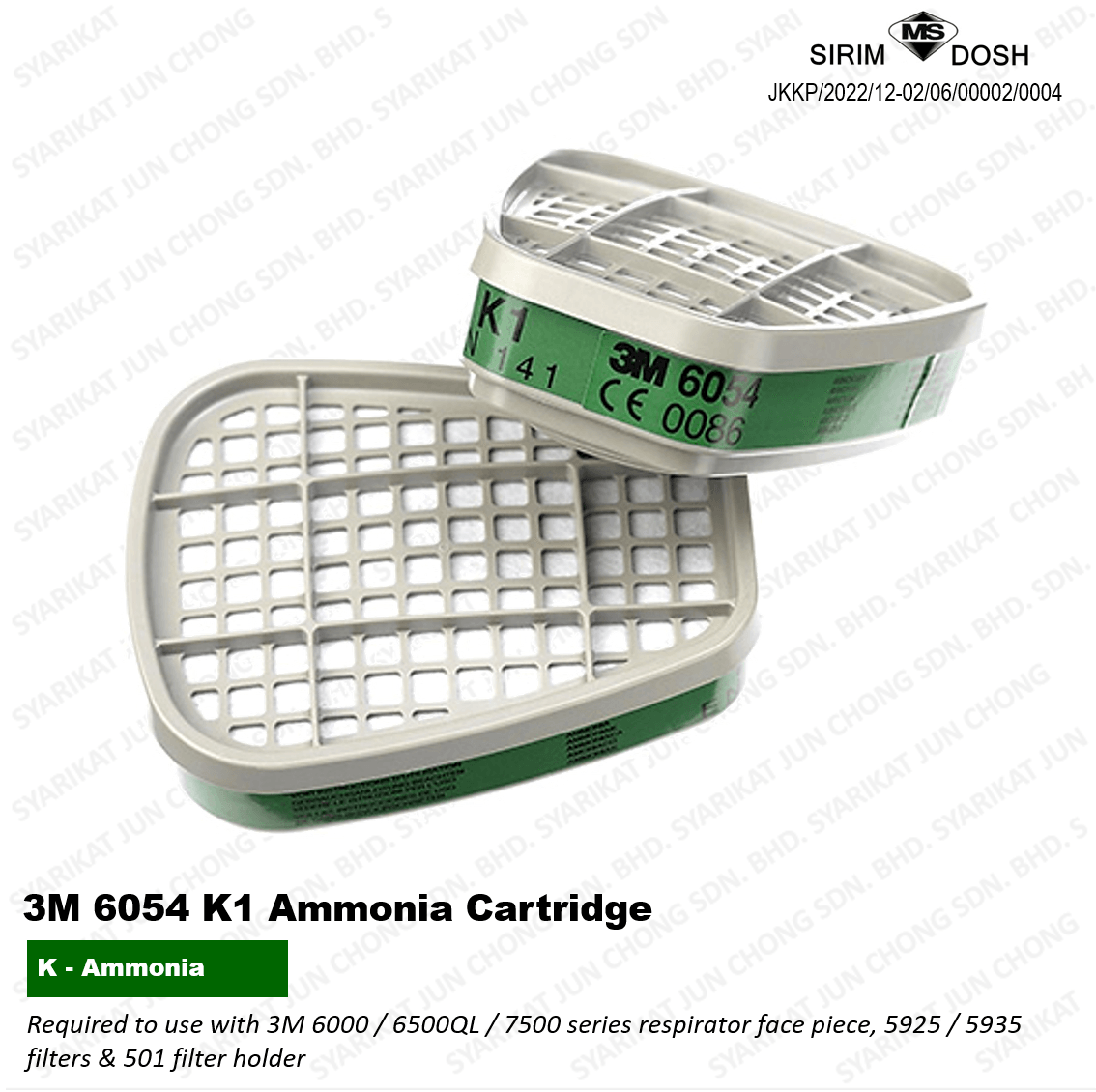 Respirator 3M™ 6054 K1 Ammonia Cartridge