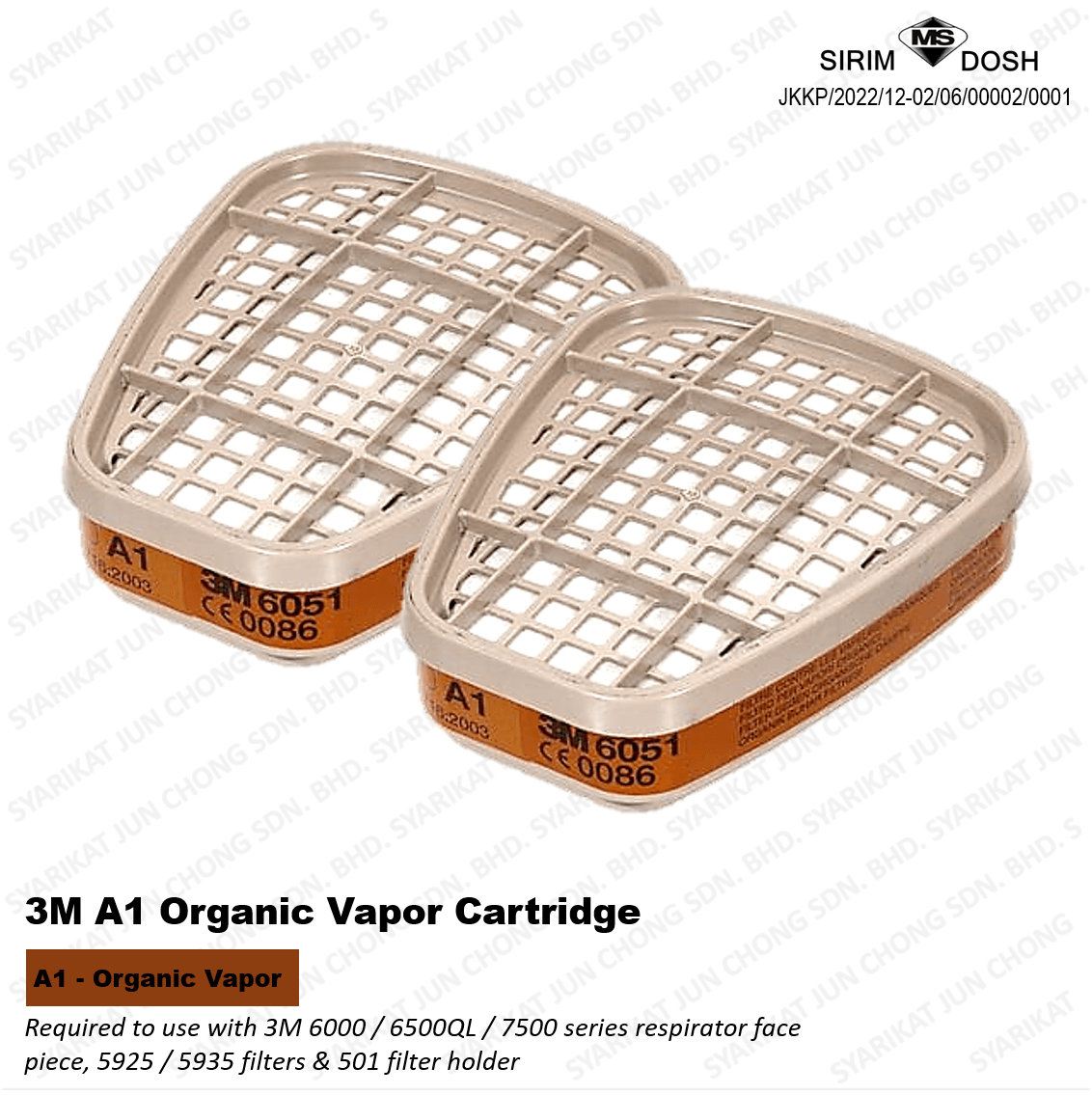 Respirator 3M™ 6051 A1 Organic Vapor Cartridge