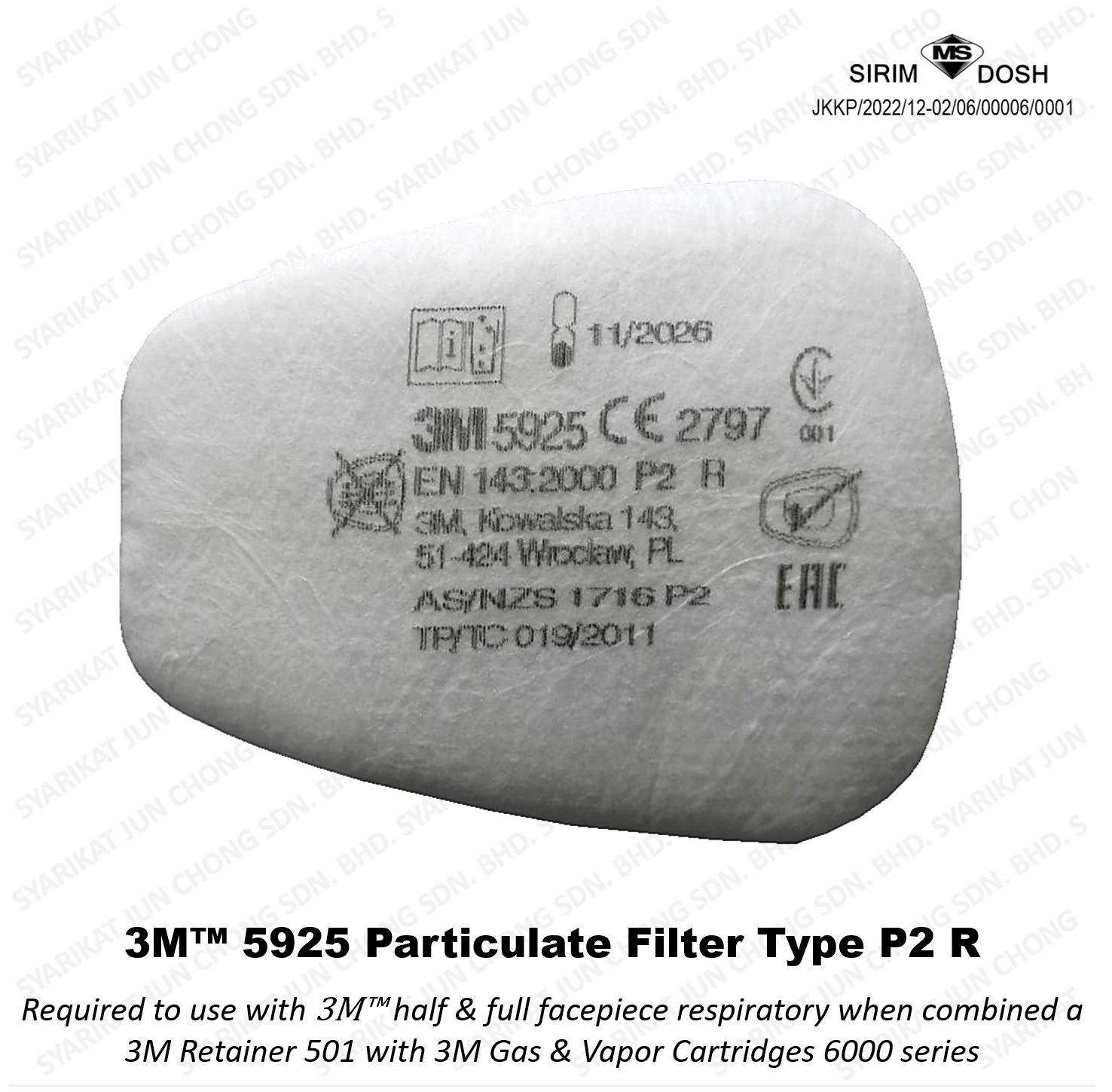 Respirator 3M™ 5925 Particulate Filter Type P2 R