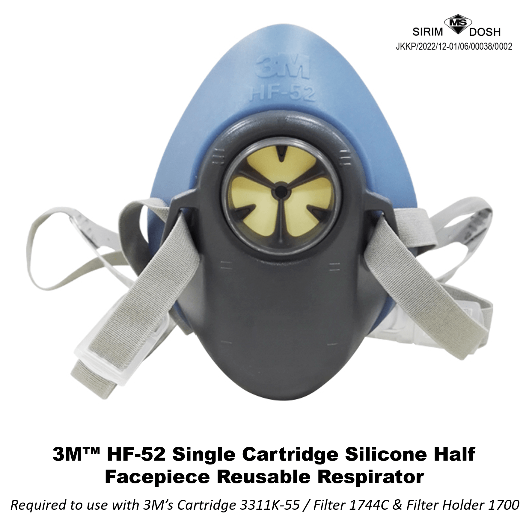 Respirator 3M™ HF-52 Single Cartridge Silicone Half Face Piece Reusable Respirator