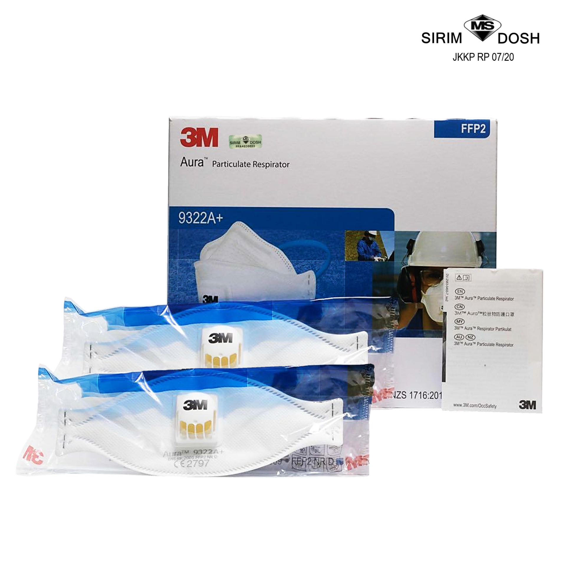 3M™ 9322A+ Aura Particulate Respirators (FFP2 / P2)