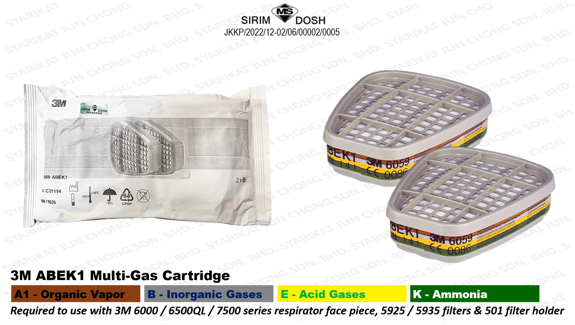 Respirator 3M™ 6059 ABEK1 Multi-Gas Cartridge