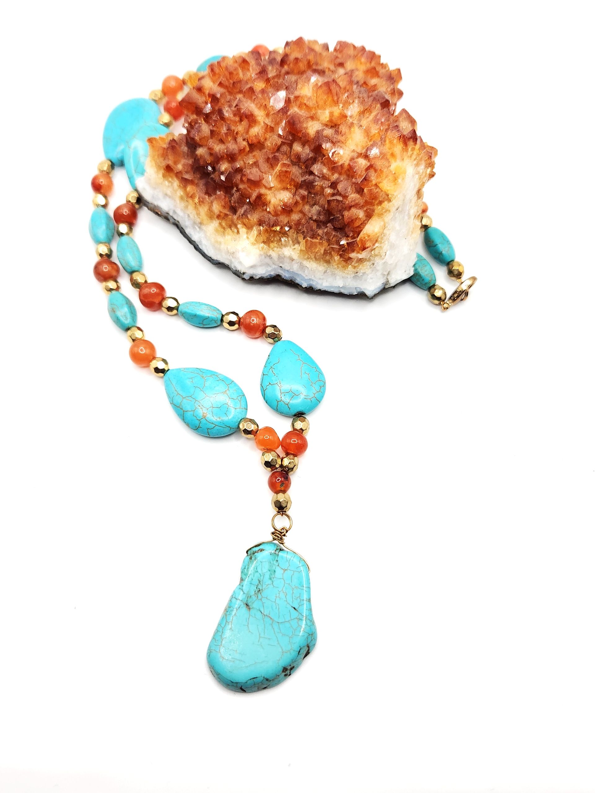 Handmade Crystal Jewelry - Cool Carnelian Turquoise Crystal Necklace ...