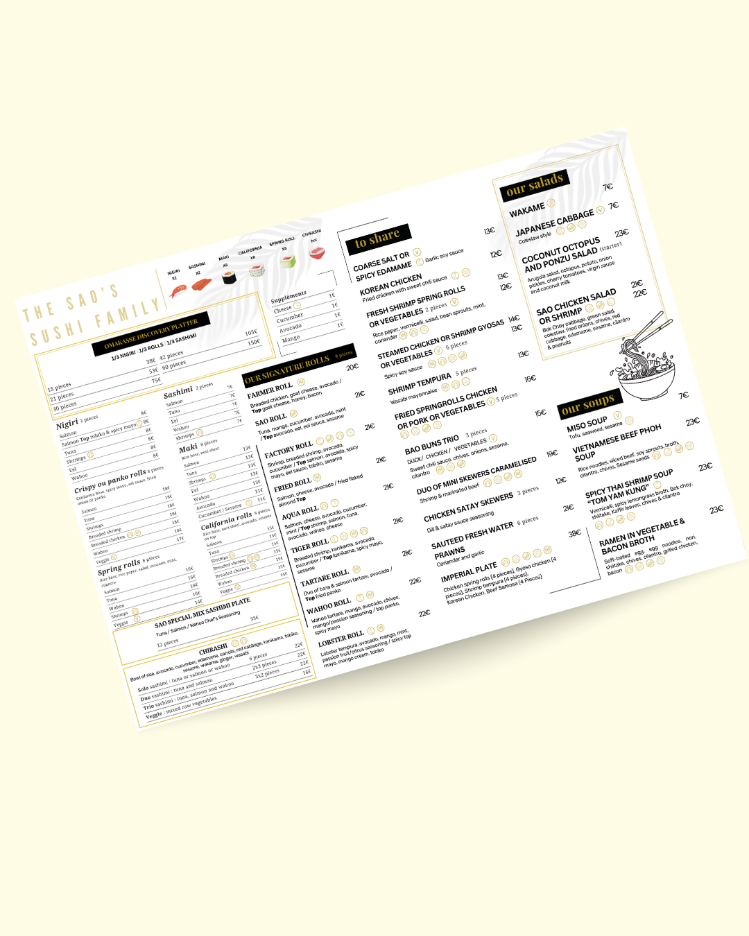 Menus pour restaurants | Portfolio | Bonjour Success