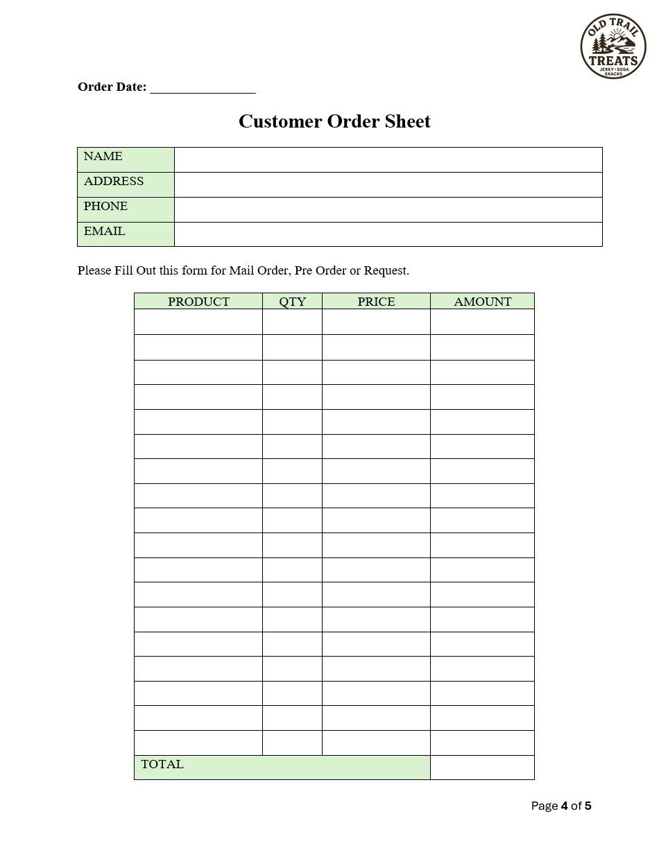 Price List/Mail Order