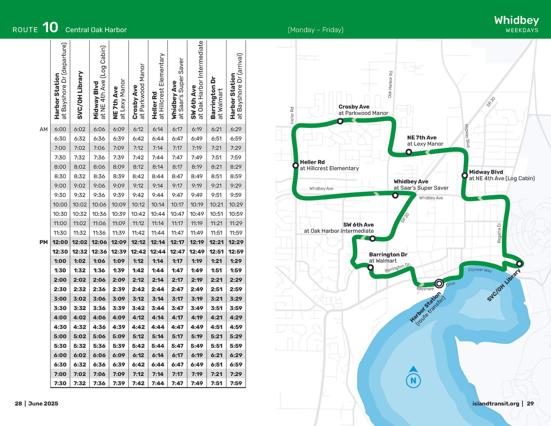 Route 10 Central Oak Harbor Weekday