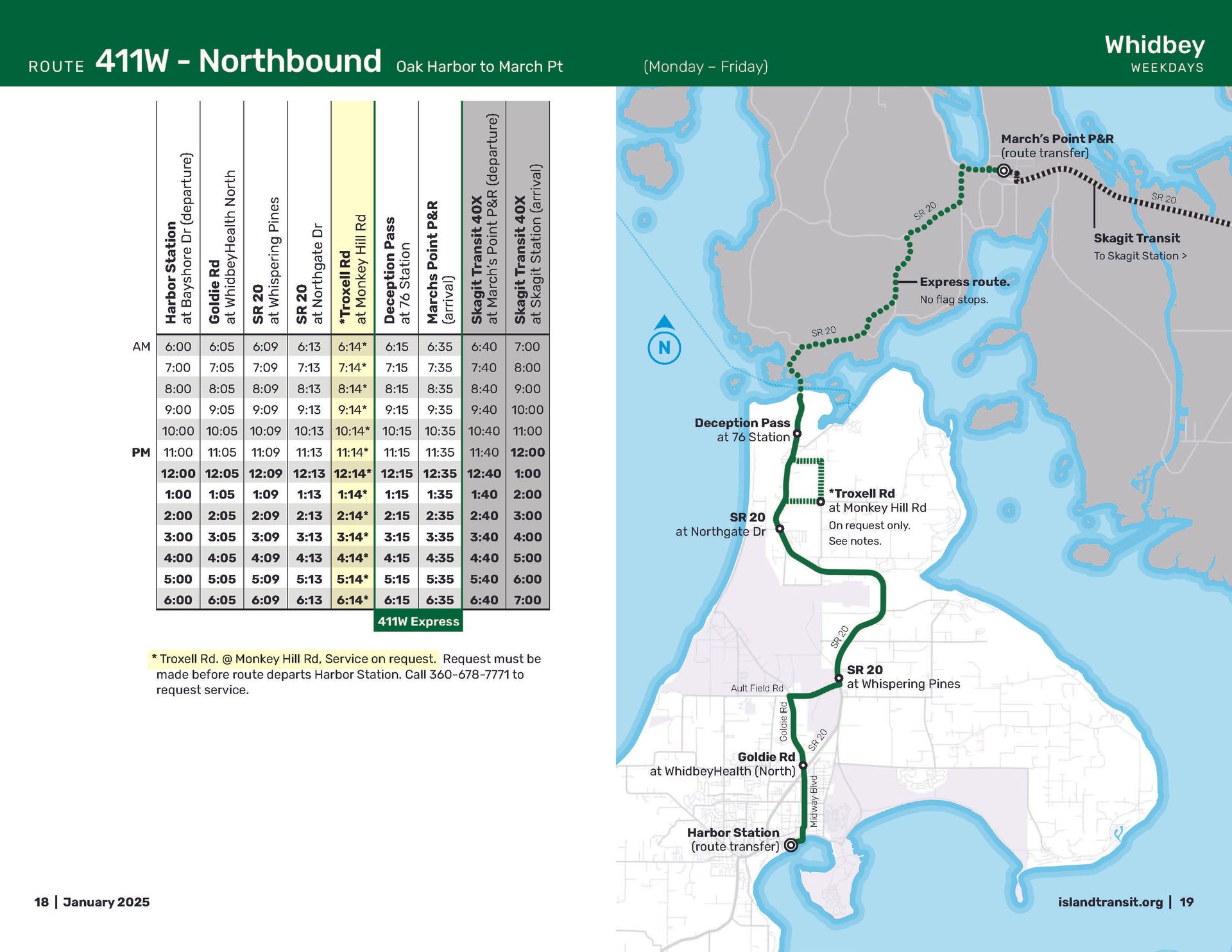 Route 411W NB Weekday