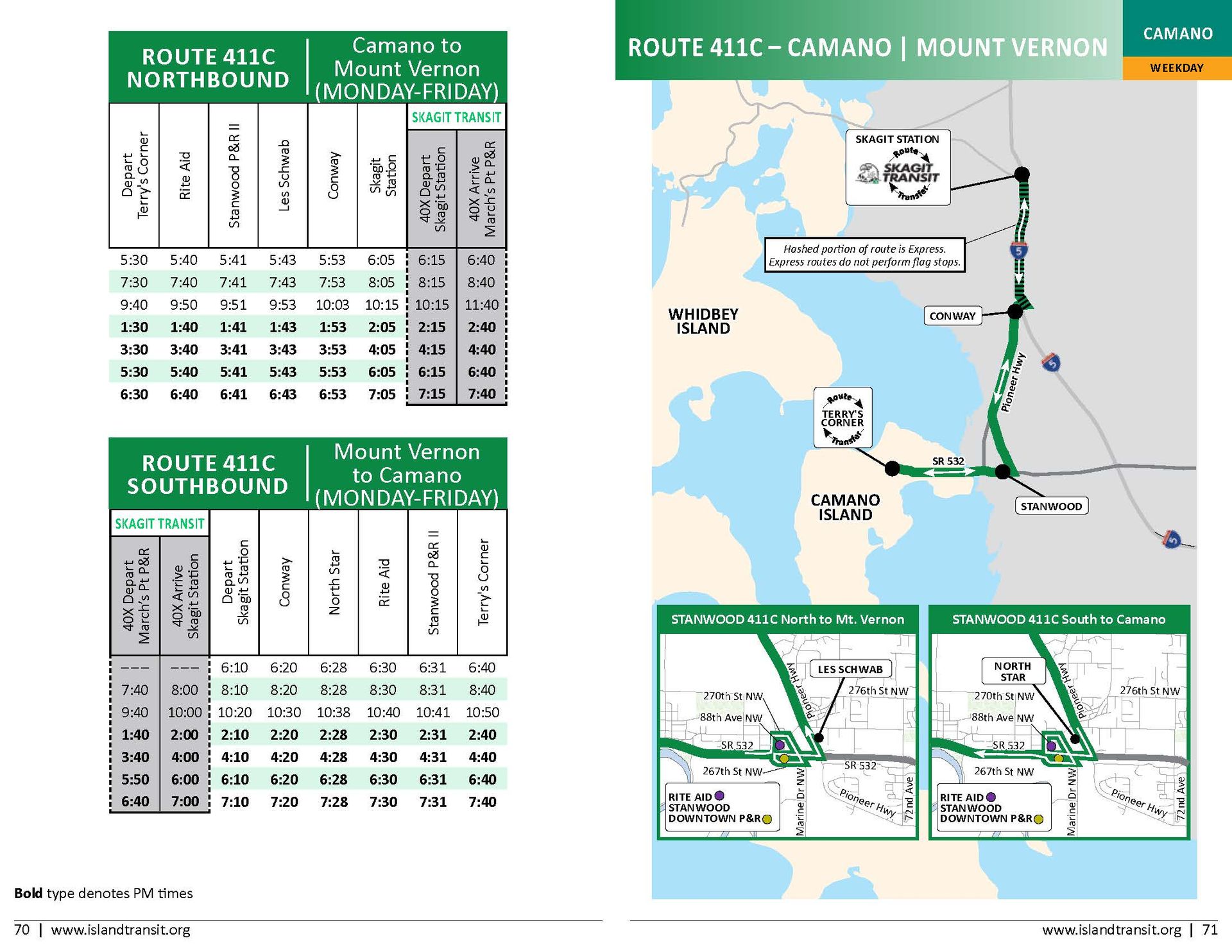 Route 411C Camano Weekday