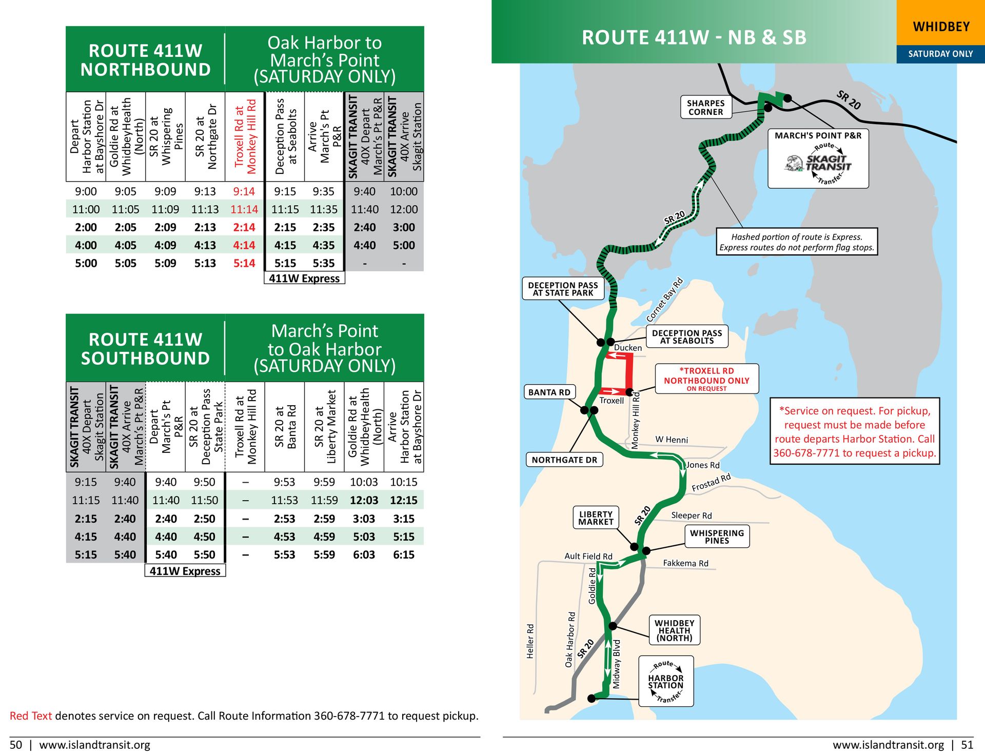 Route 411W NB SB Saturday