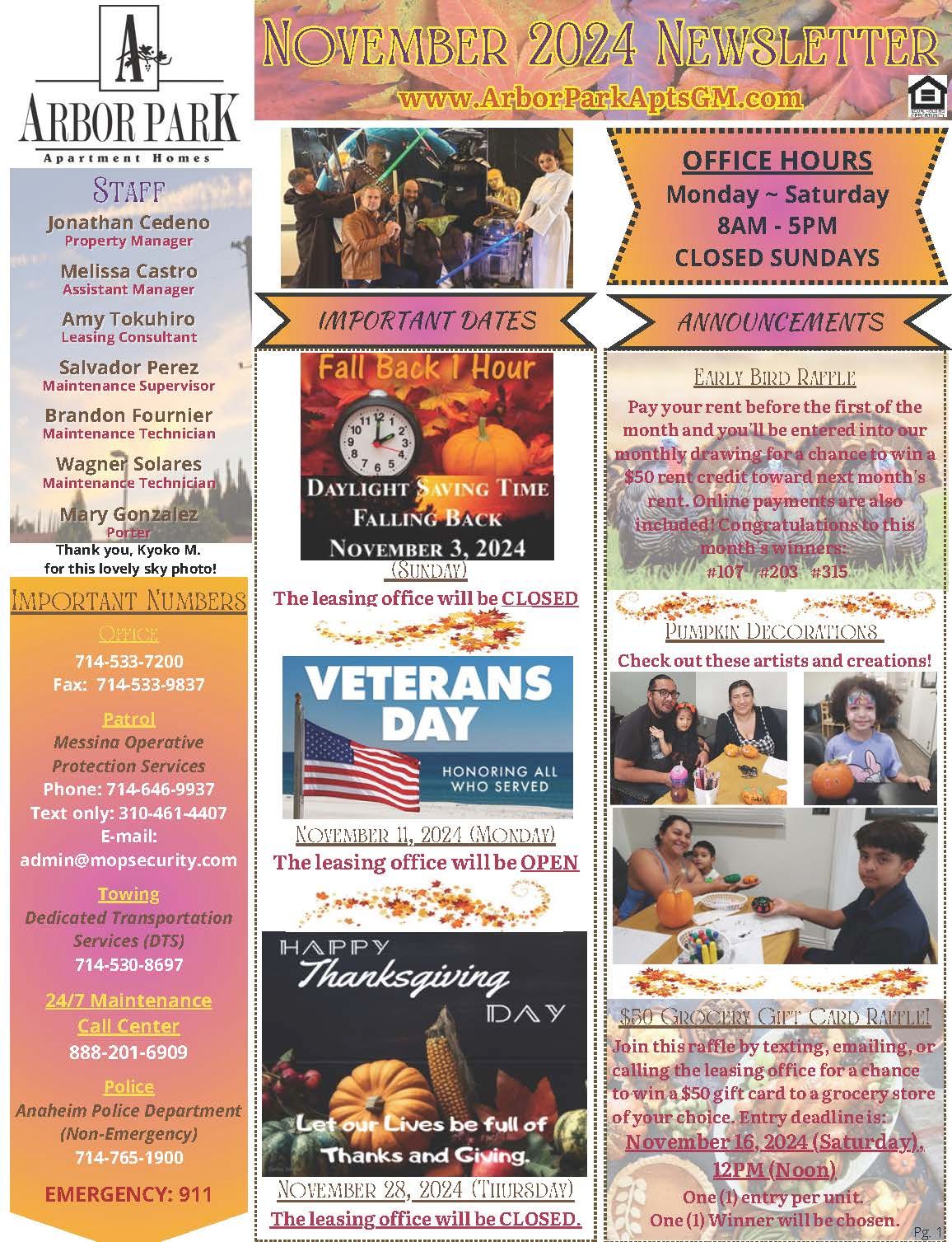 Resident Newsletter - November