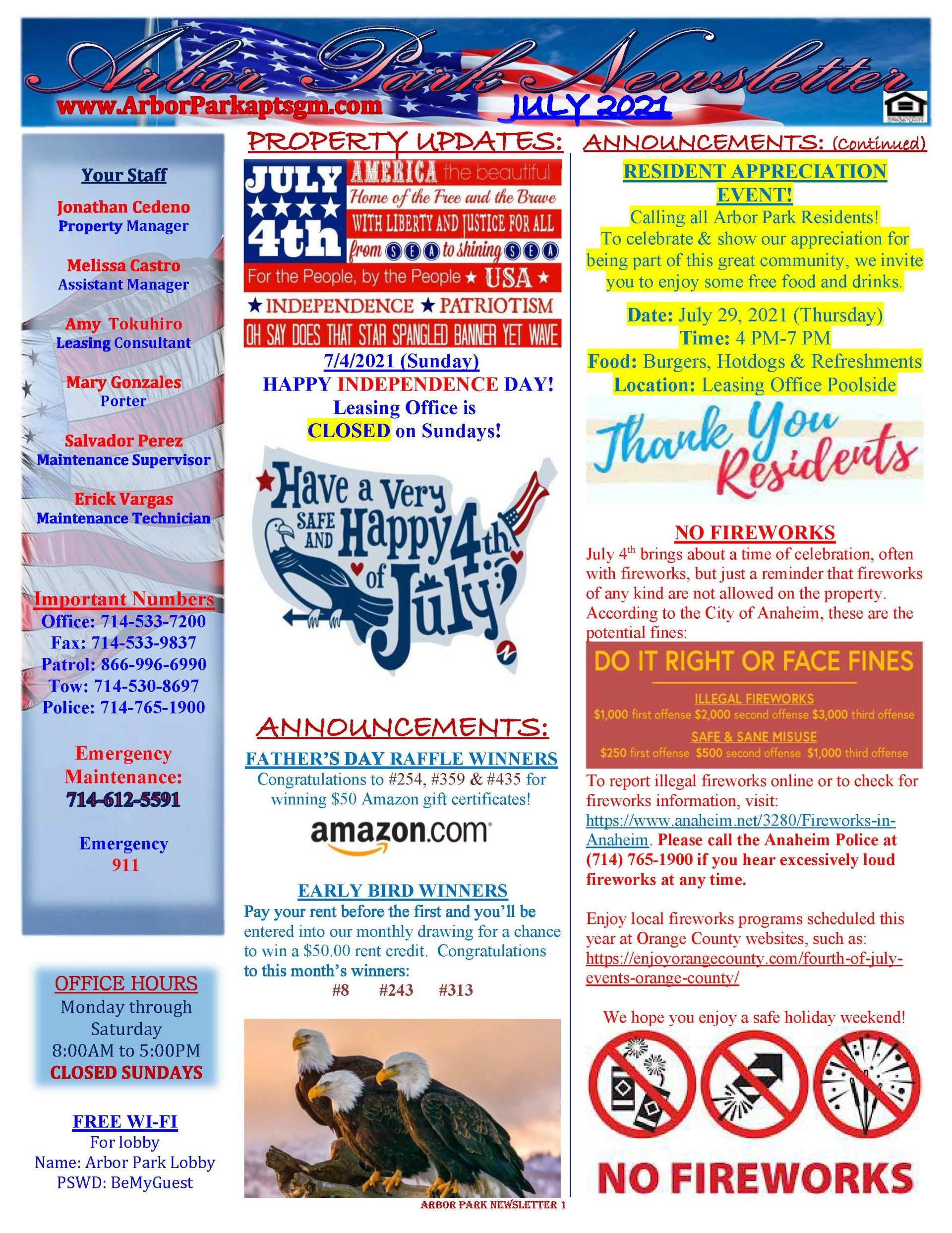 Resident Newsletter - July