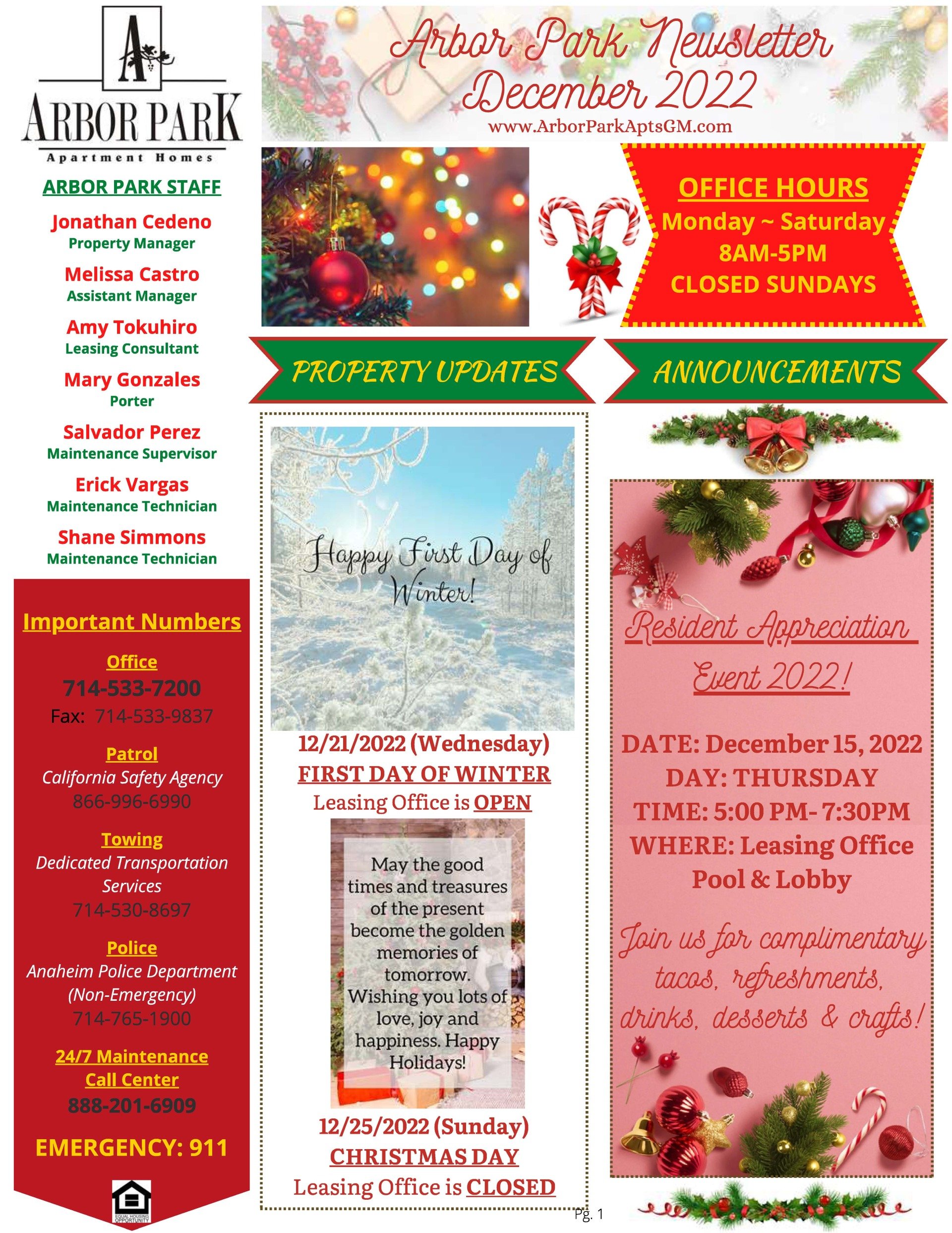 Resident Newsletter - December