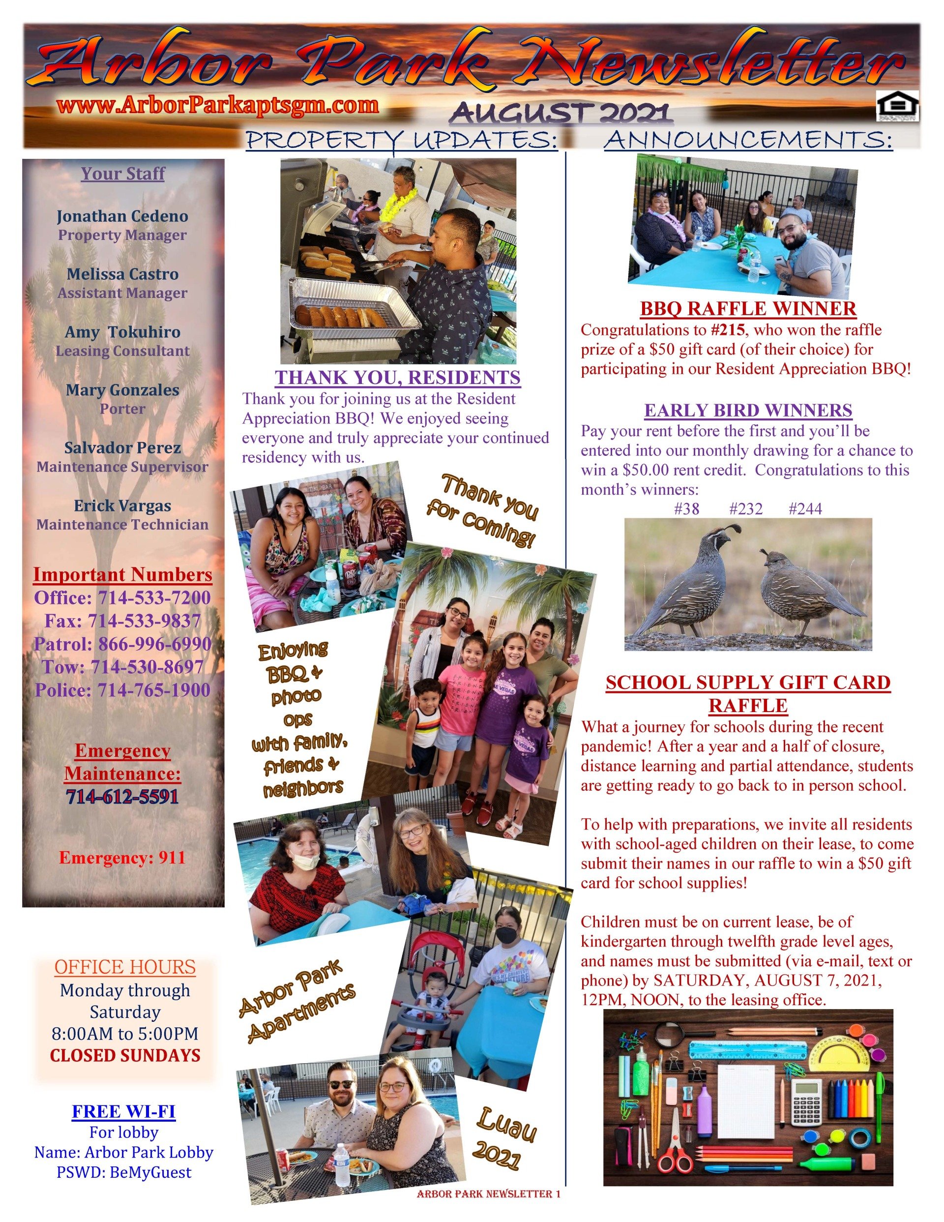 Resident Newsletter - August